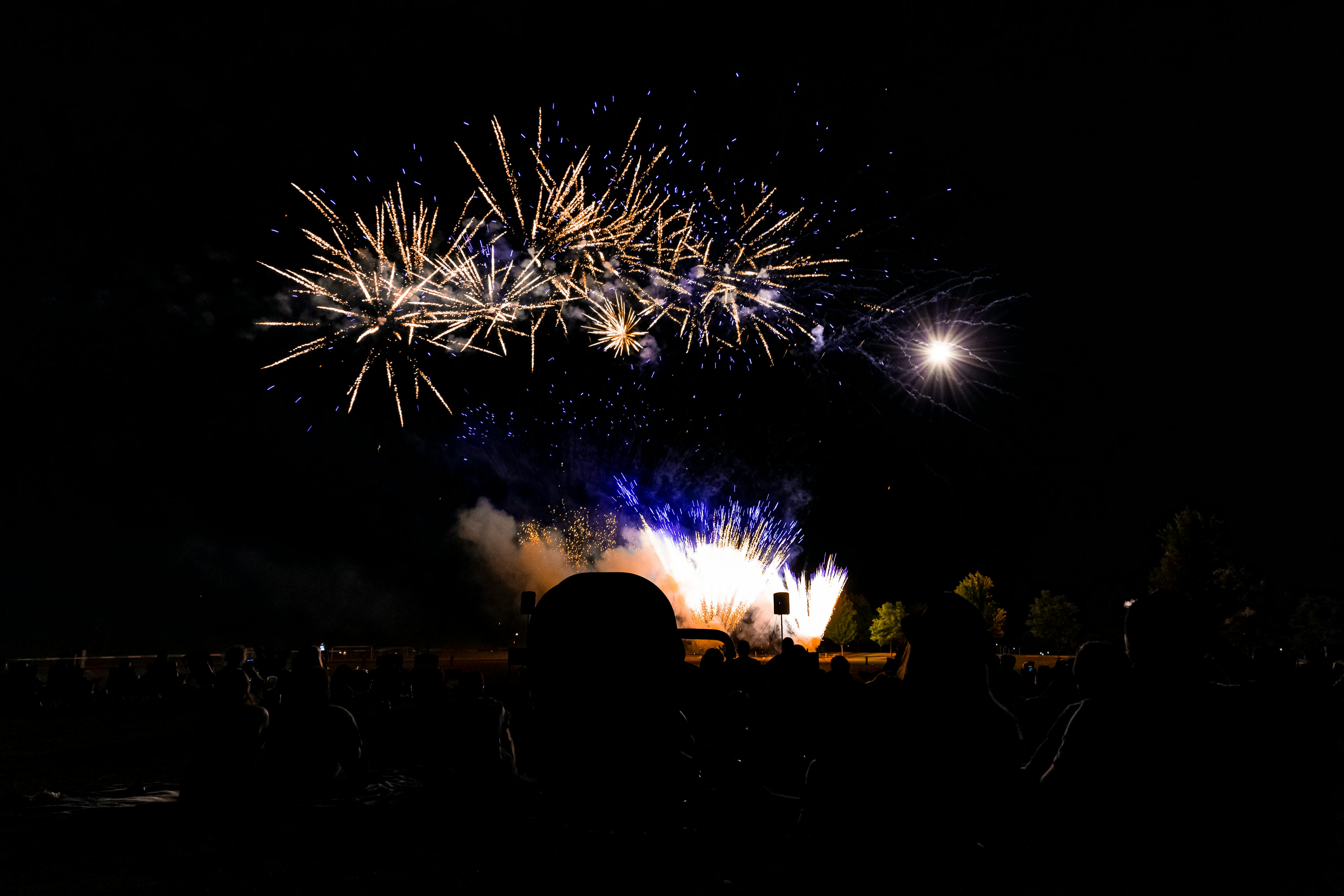 Fireworks Display over Building · Free Stock Photo