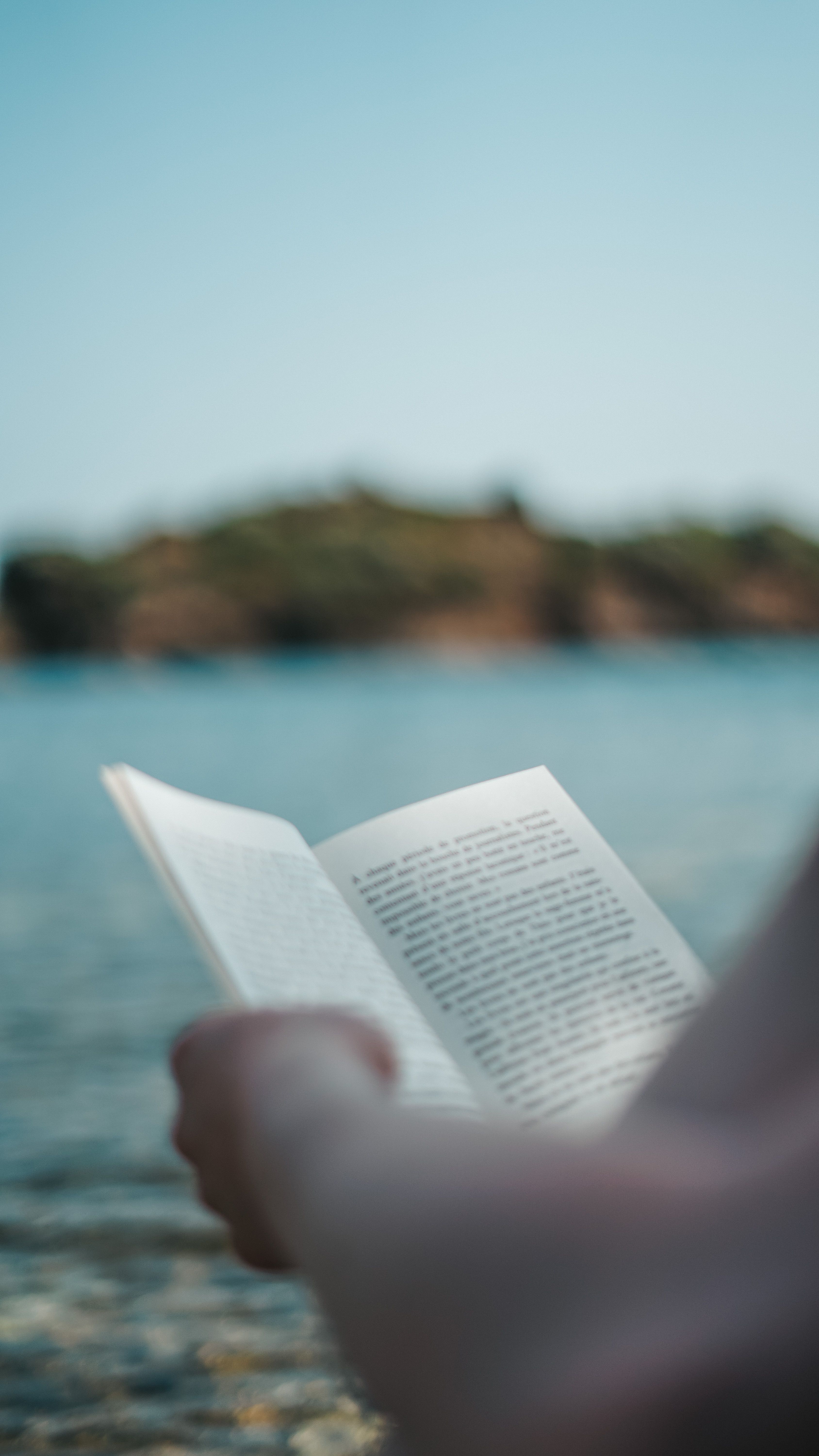Person Reading a Book Near Body of Water · Free Stock Photo