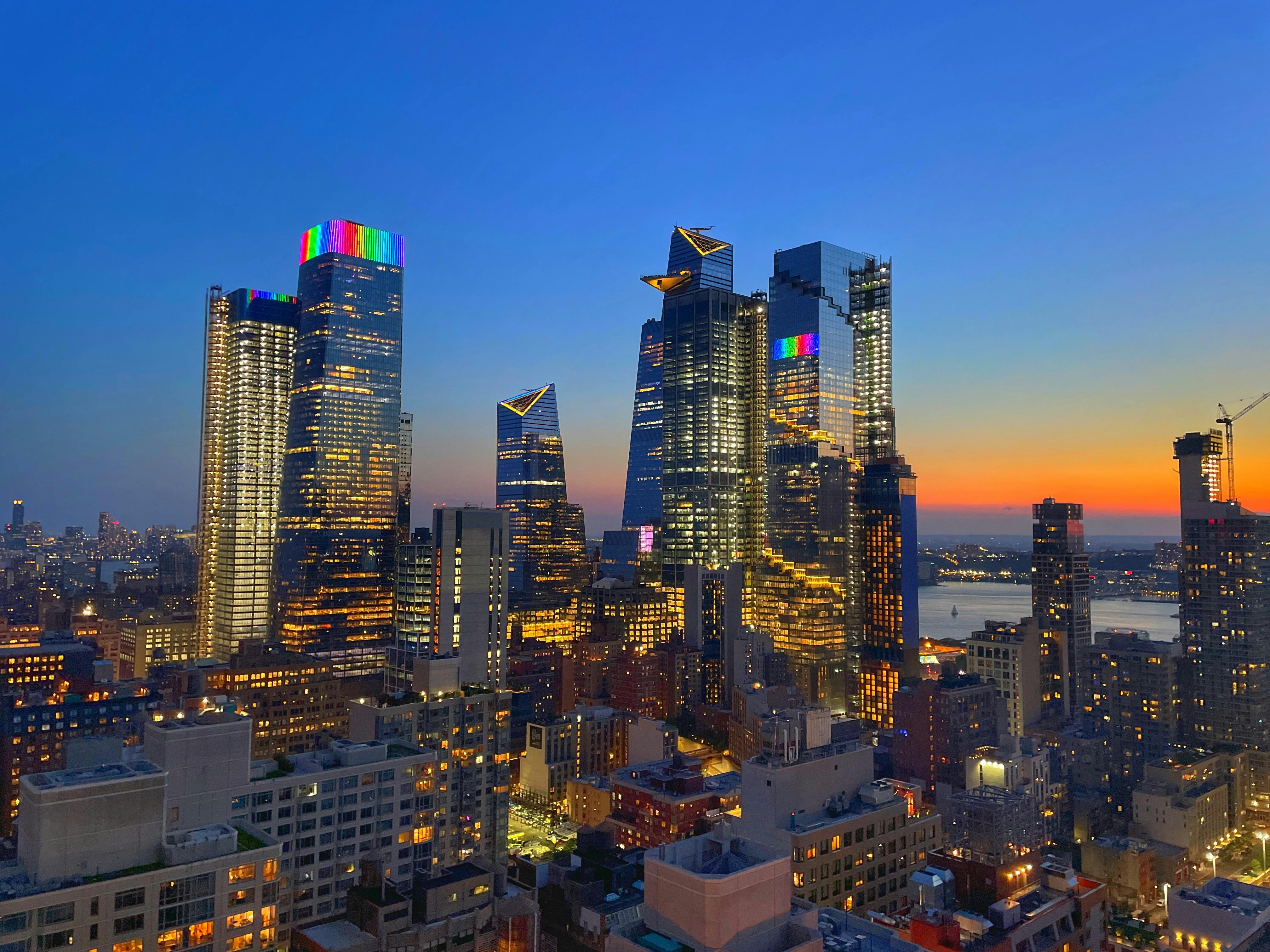 Aerial Photography of High Rise Buildings in the City during Nighttime ...