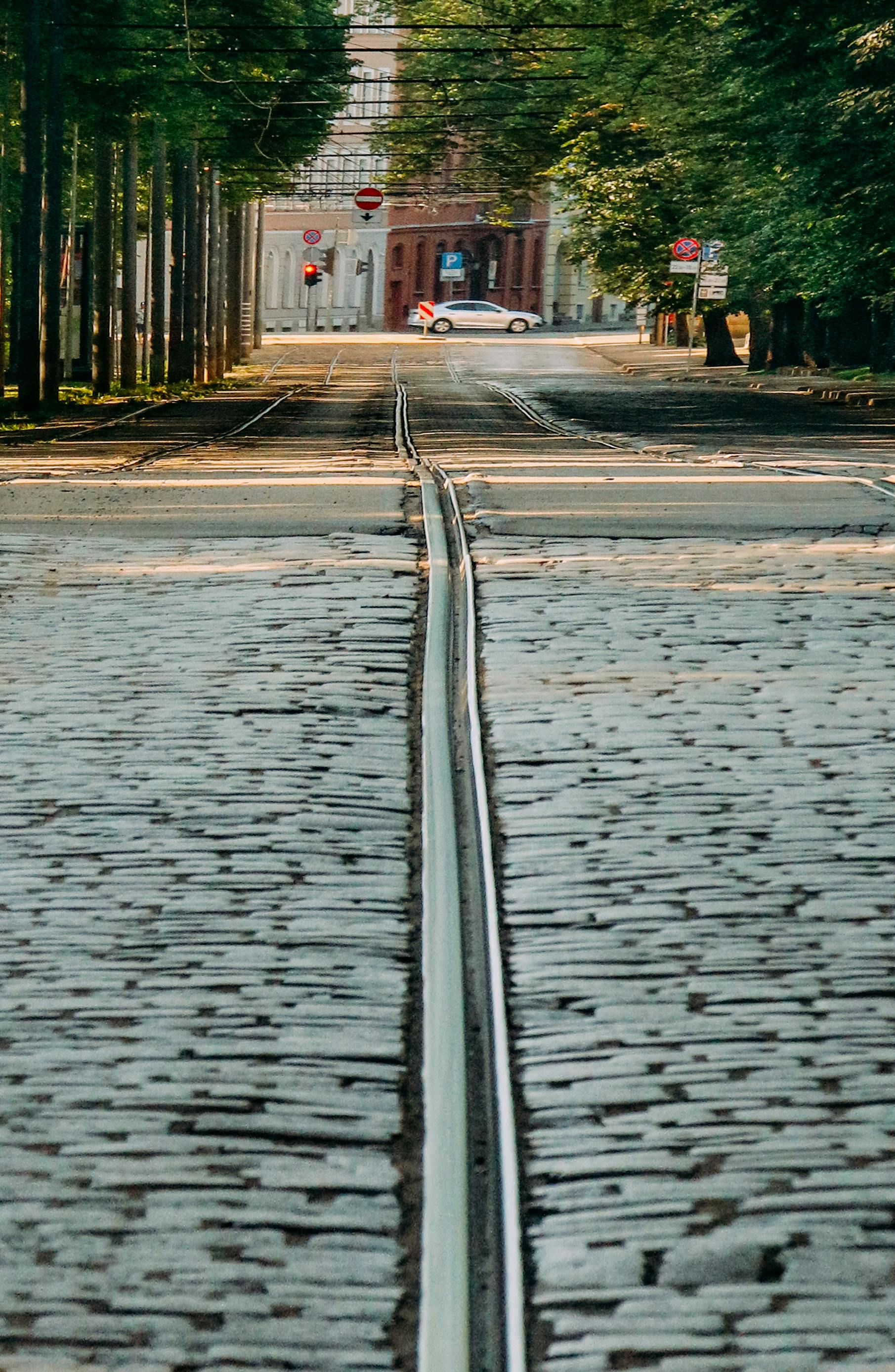 Tram Rail on City Street · Free Stock Photo