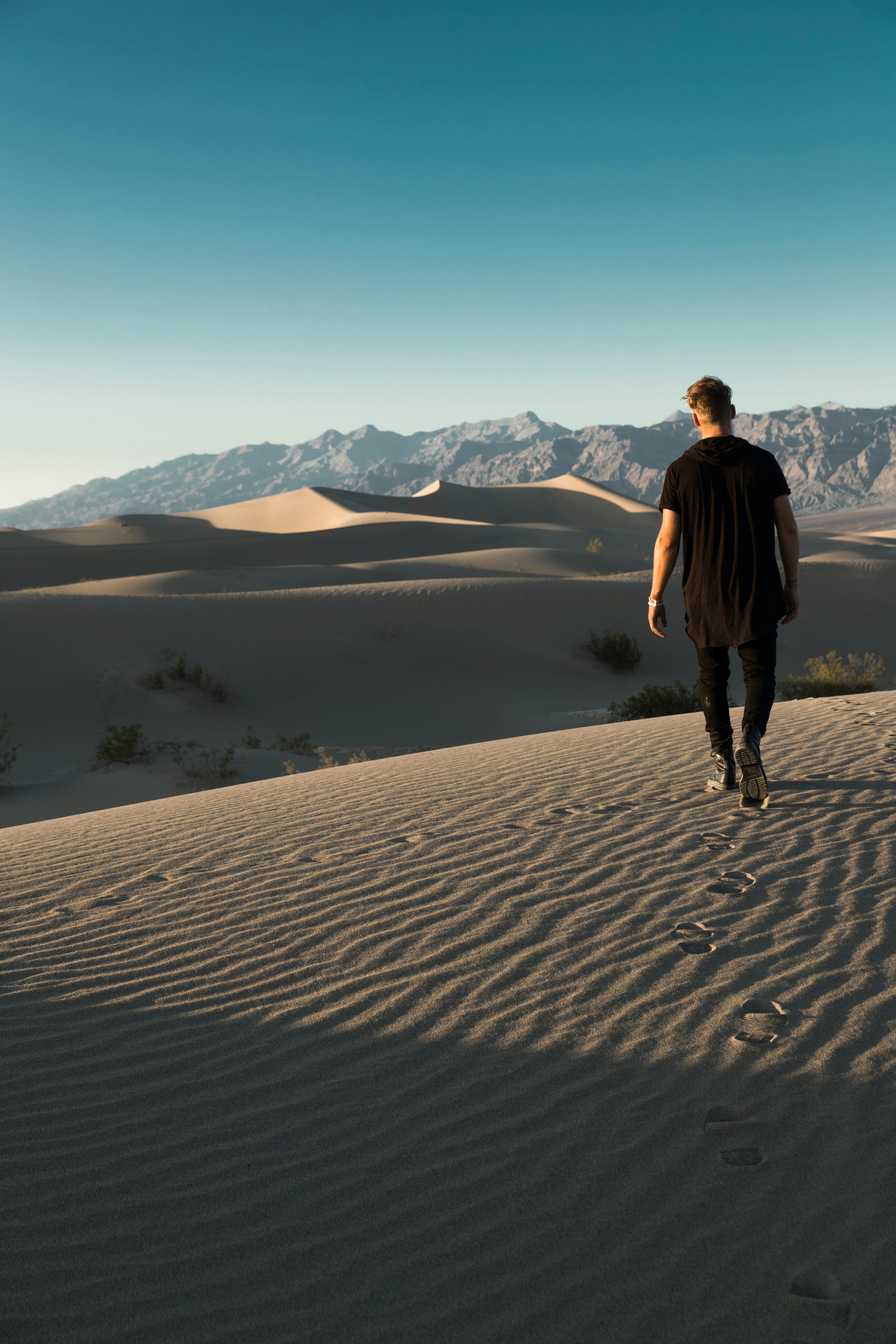 Back View of a Man Walking on the Sand · Free Stock Photo