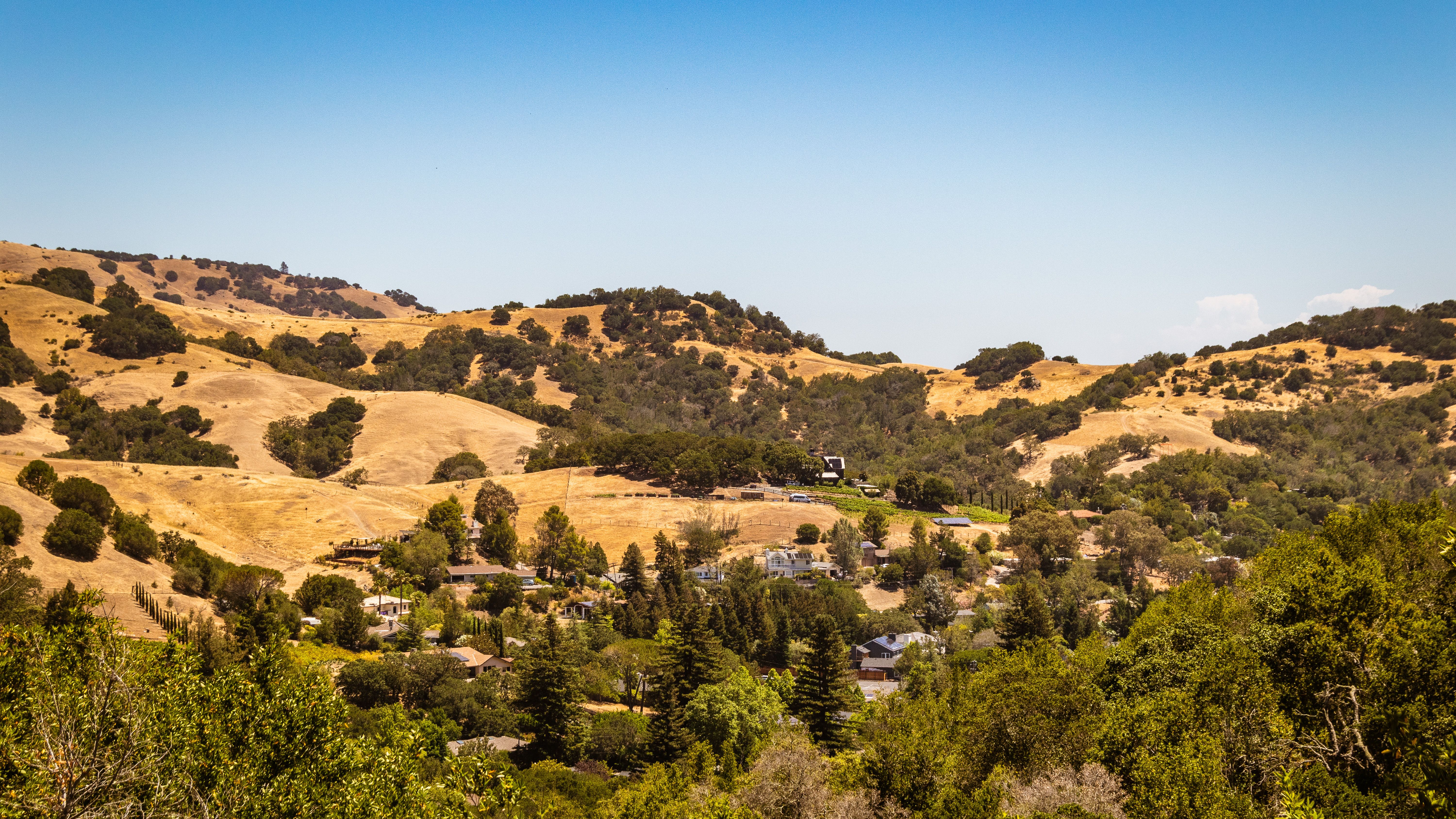 Houses Between Hills · Free Stock Photo