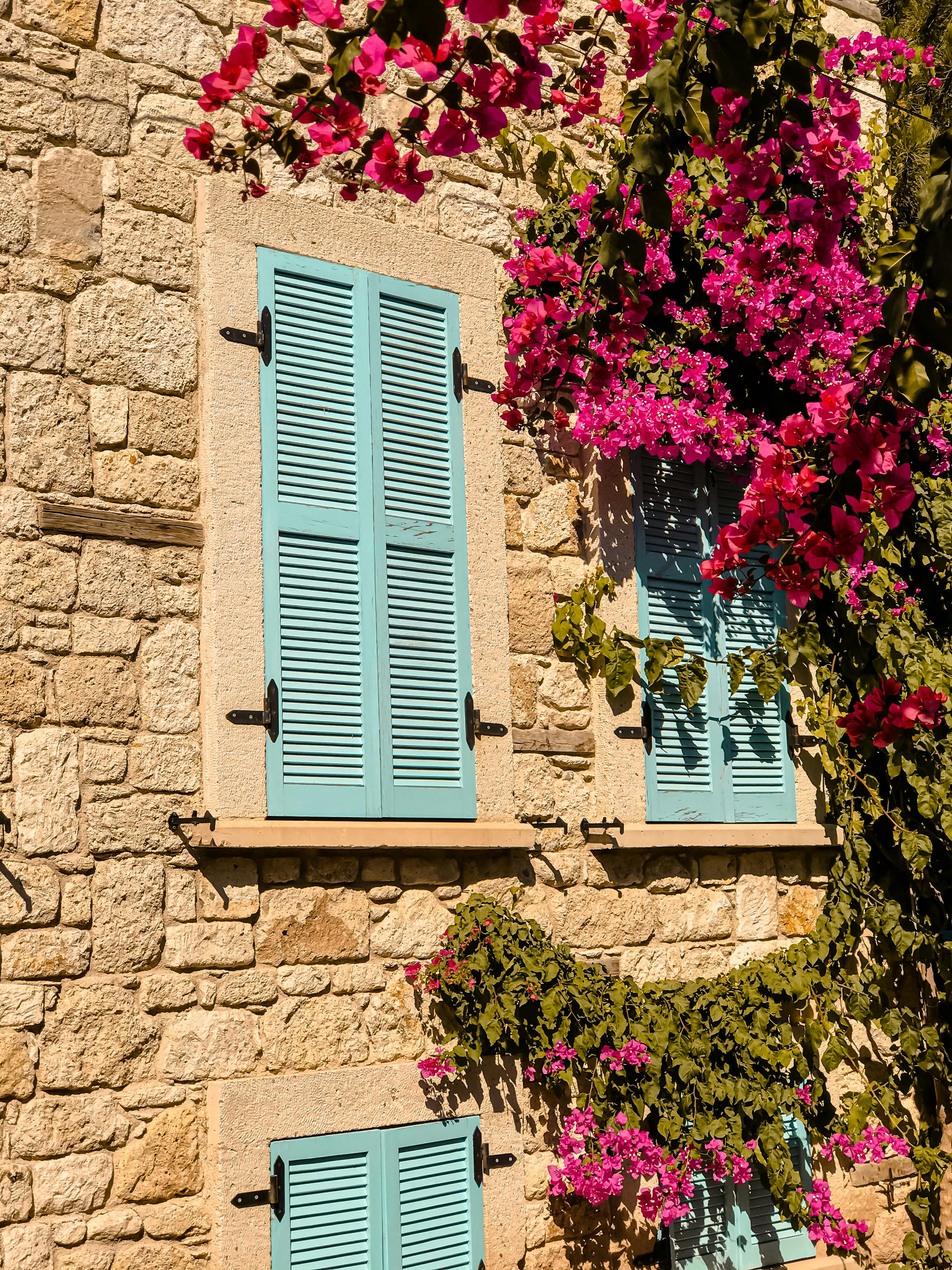 Shutters in Windows on Wall · Free Stock Photo