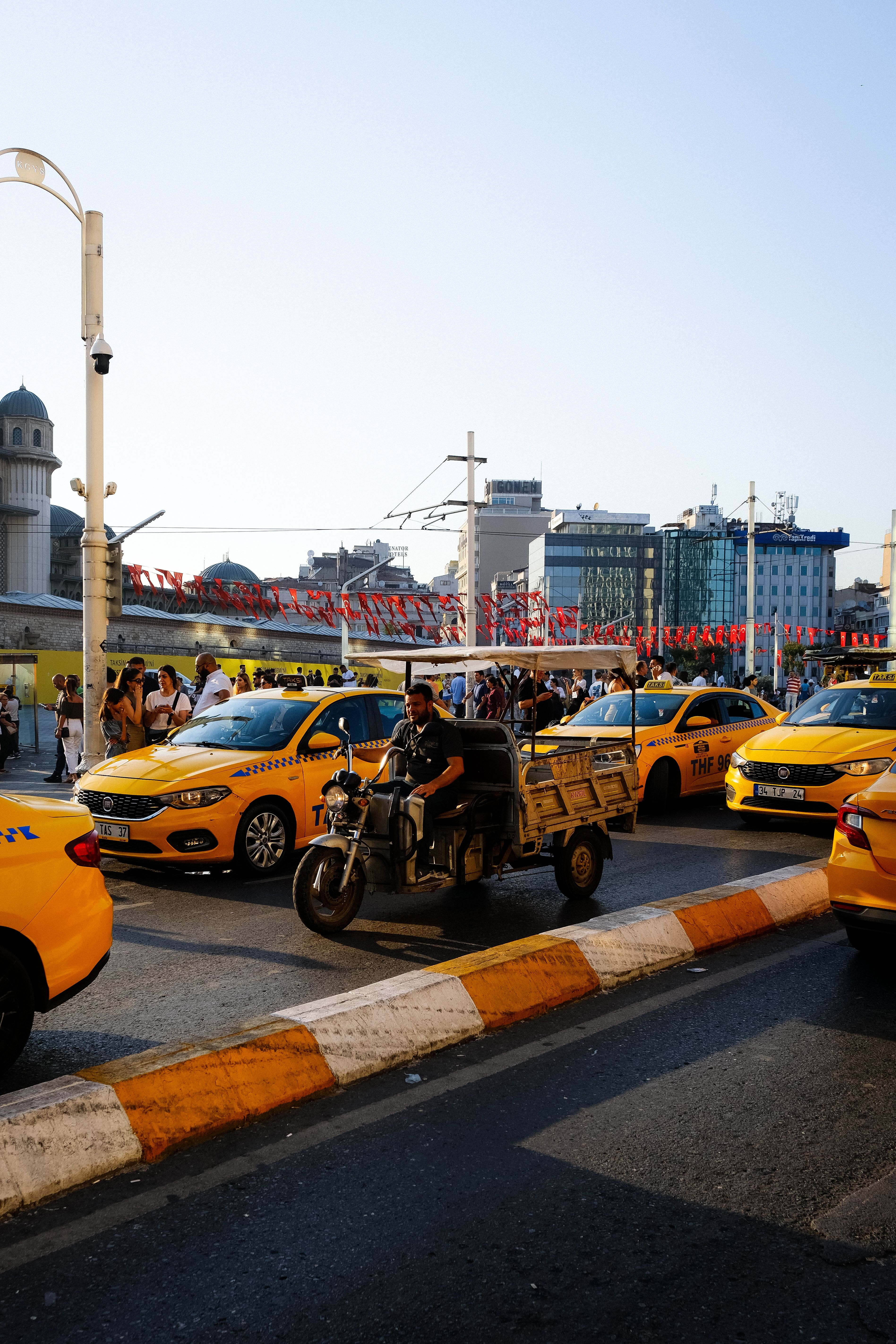 Taxi Cars and Scooter in Traffic Jam · Free Stock Photo