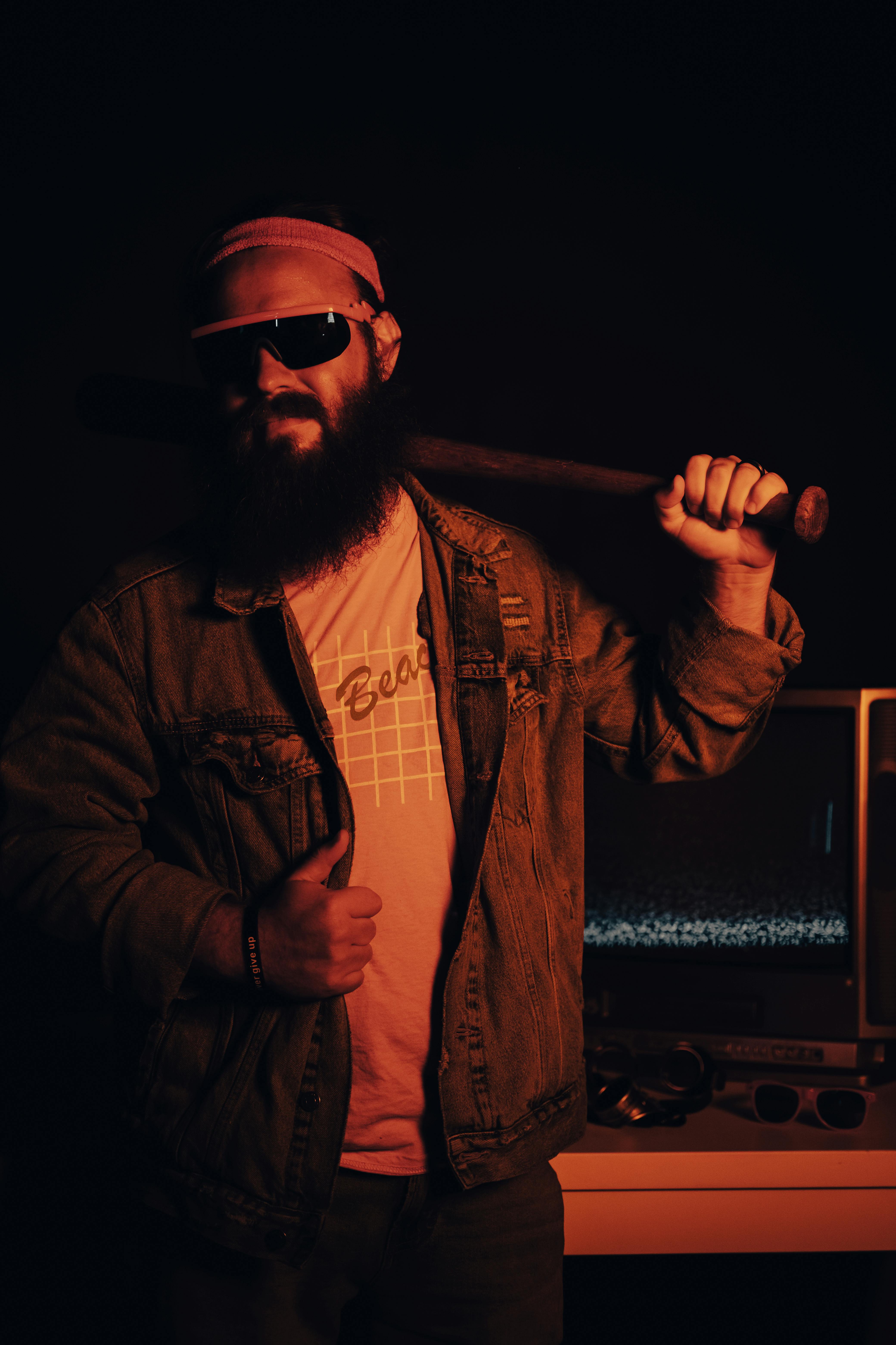 Bearded Man with Baseball Bat · Free Stock Photo