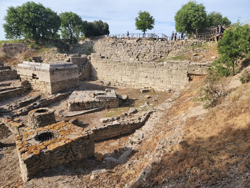 Weathered stone blocks at an ancient excavation