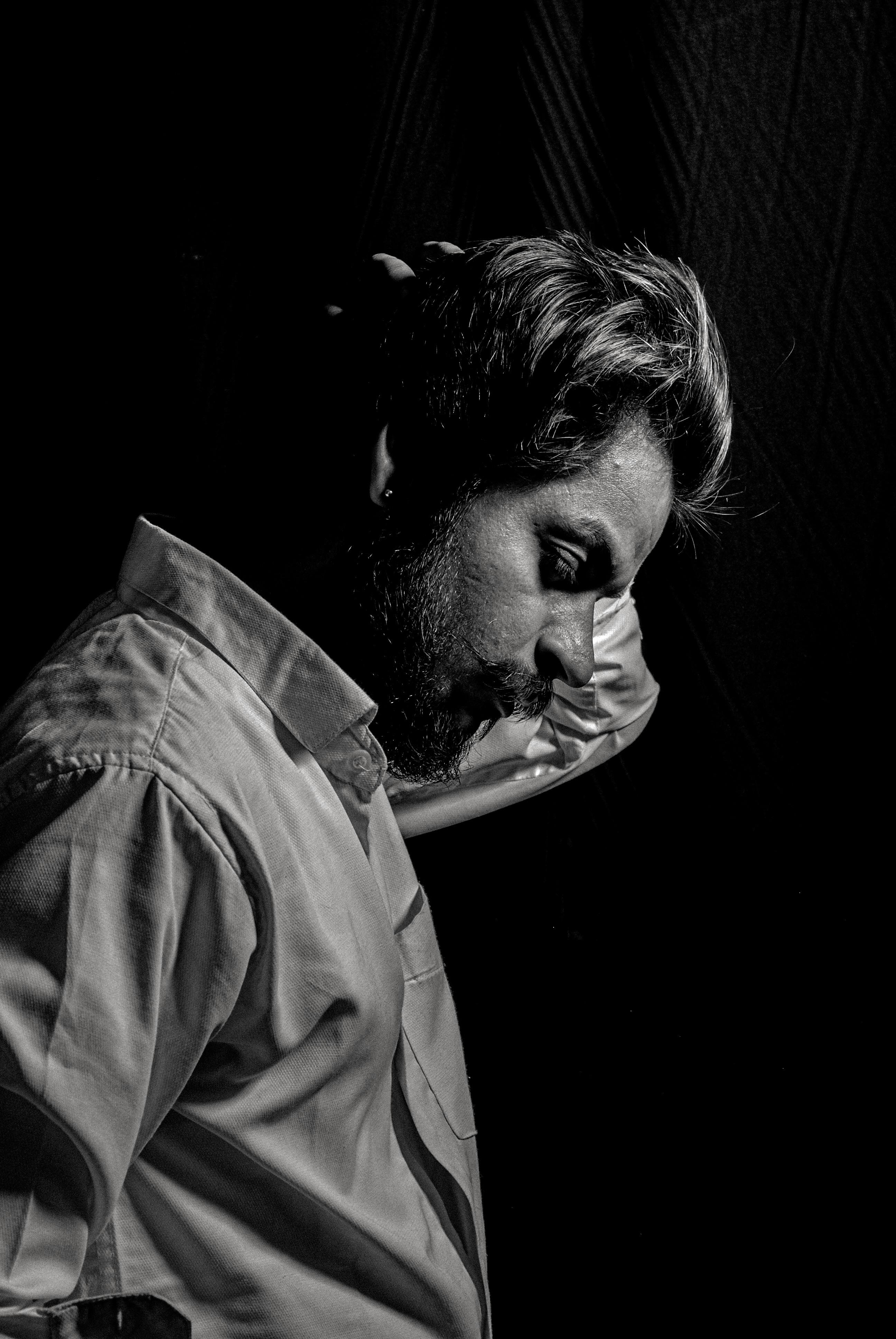 Gray scale Photo of Man's Face · Free Stock Photo