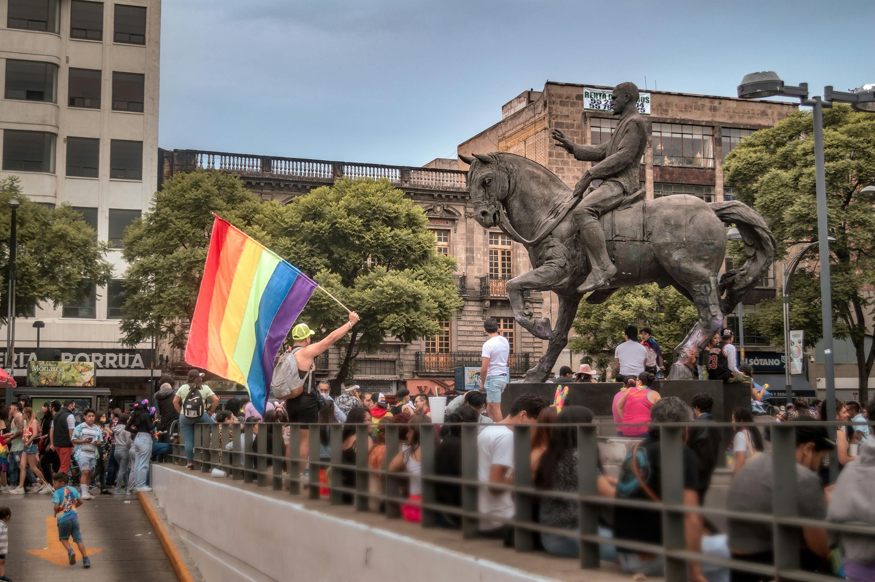 Mexico City Pride Parade at the Statue of Francisco I Madero in the ...