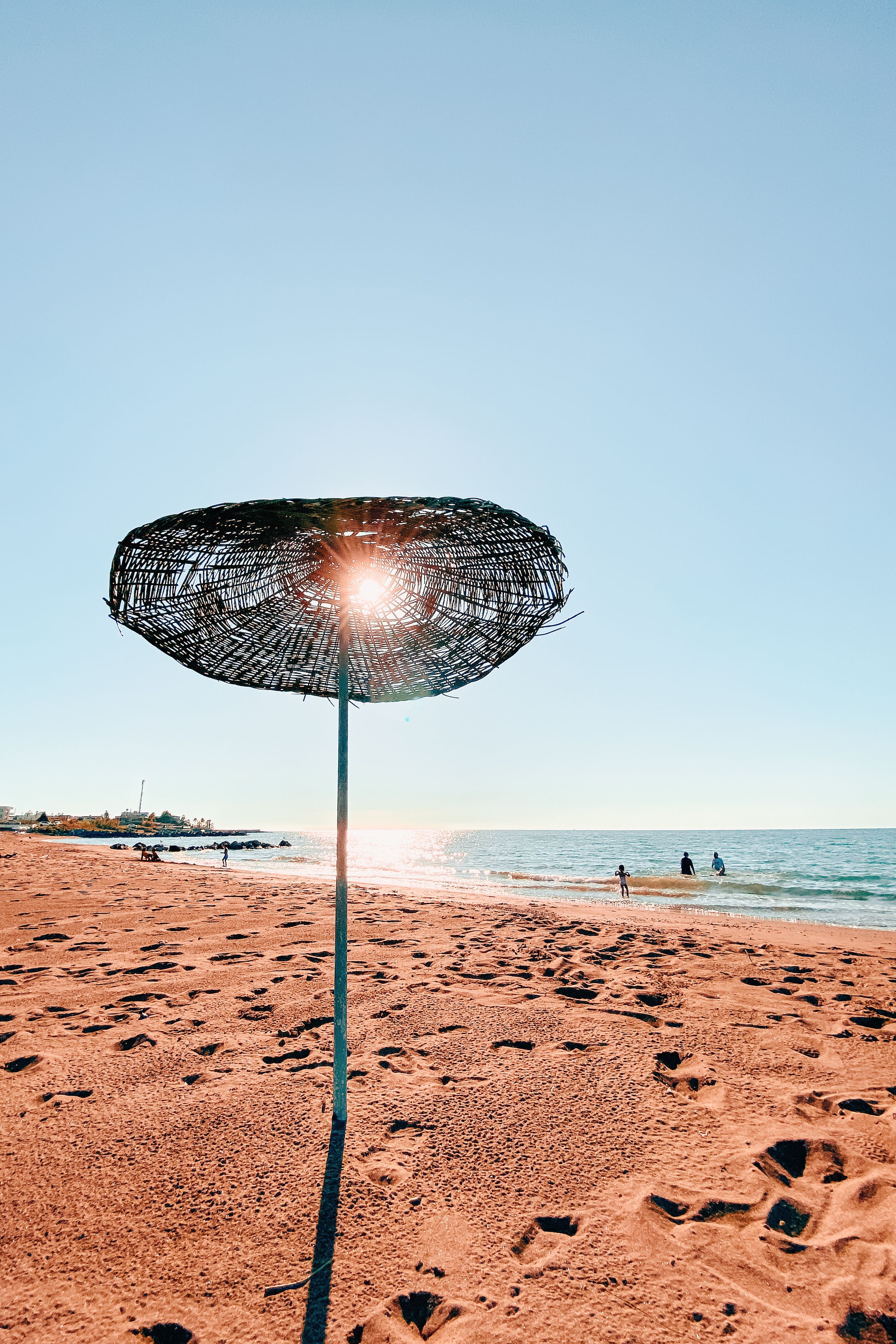 Umbrellas in Rows at a Beach · Free Stock Photo