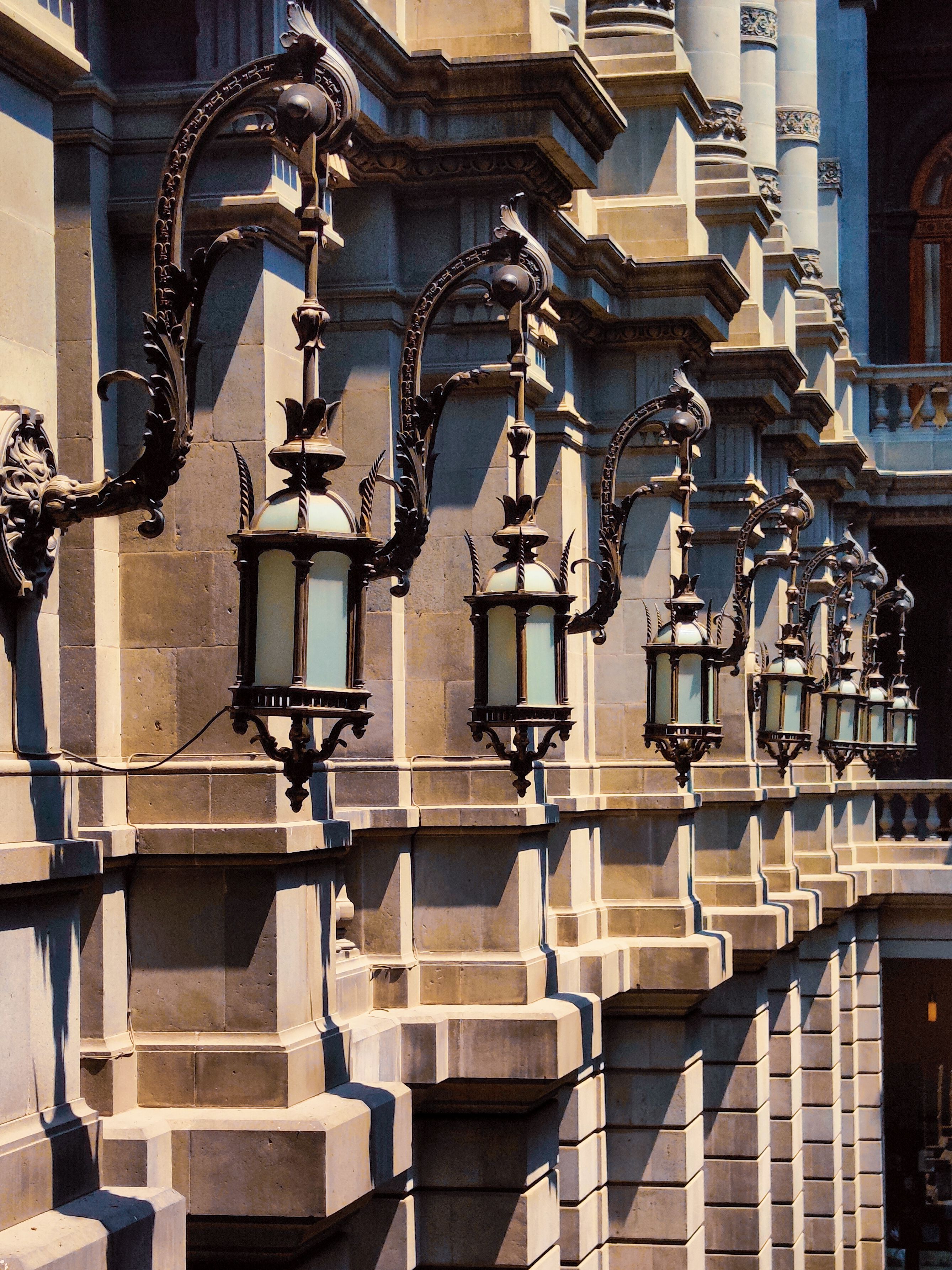 Row of Lanterns on Facade of National Art Museum in Mexico City · Free ...