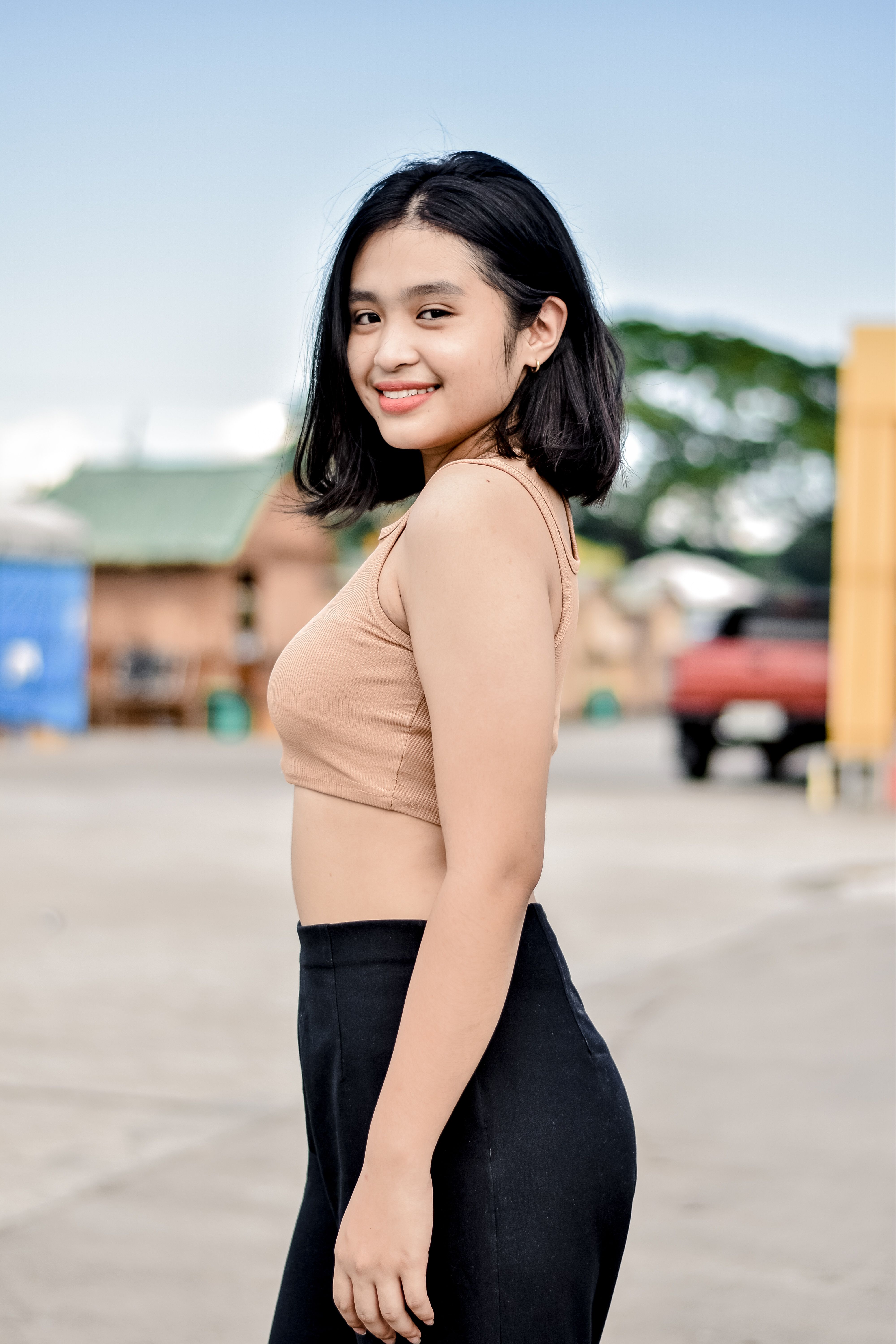Fashion Woman Model Posing at Pedestrian Crossing · Free Stock Photo
