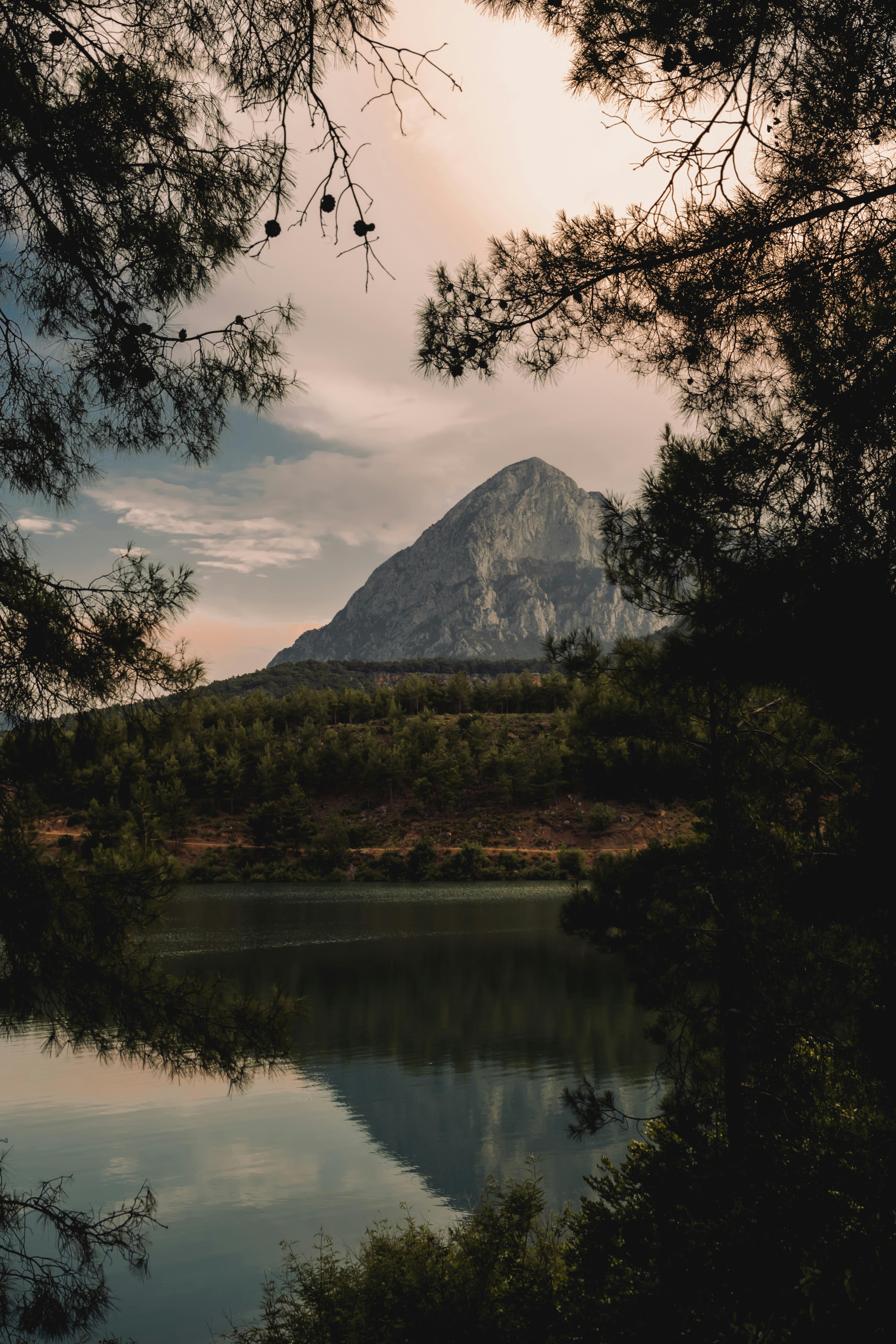 View of an Alpine Lake With a Single Mountain in the Background · Free ...