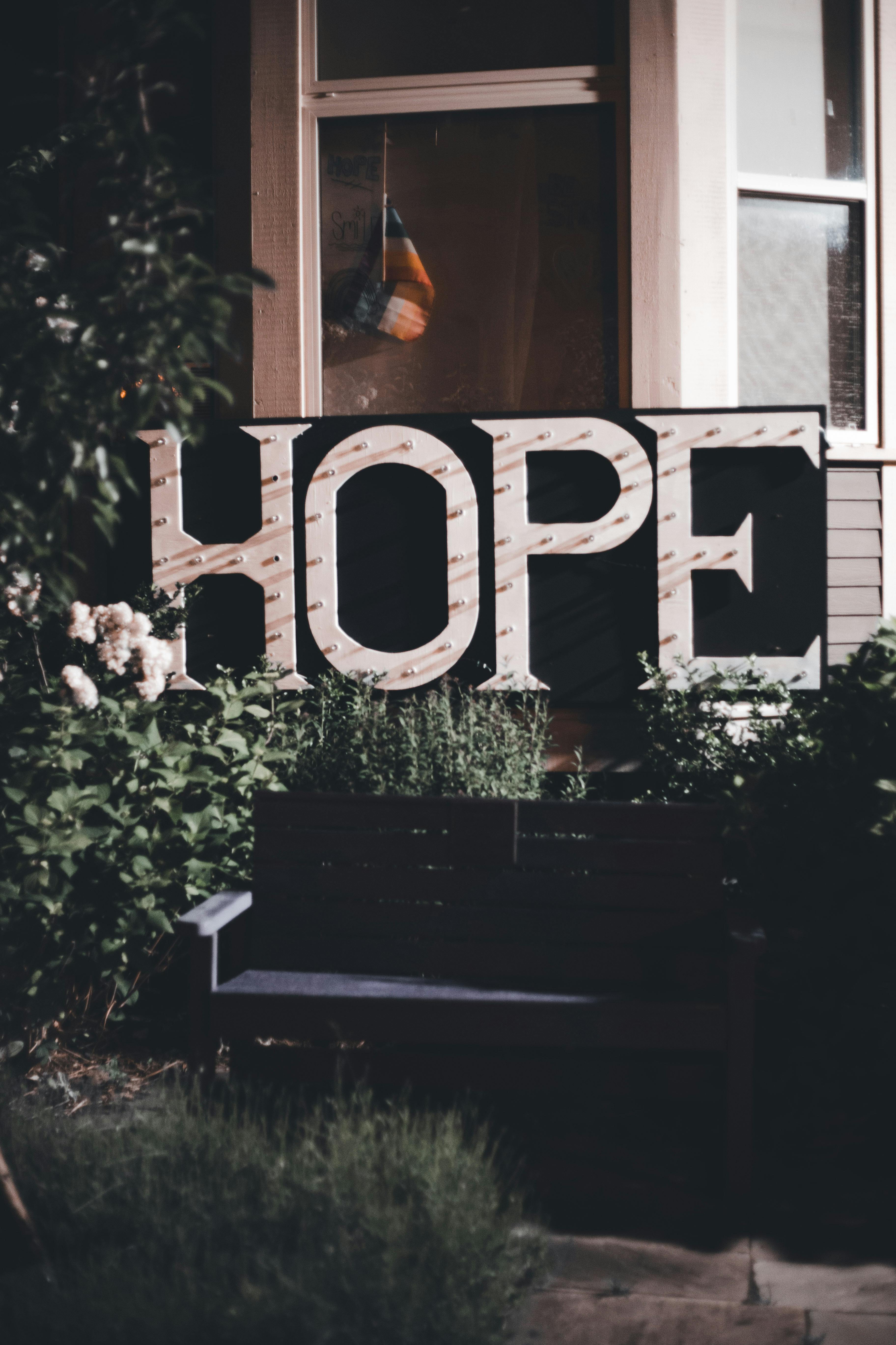 Photo of a Garden with Sign Saying Hope · Free Stock Photo