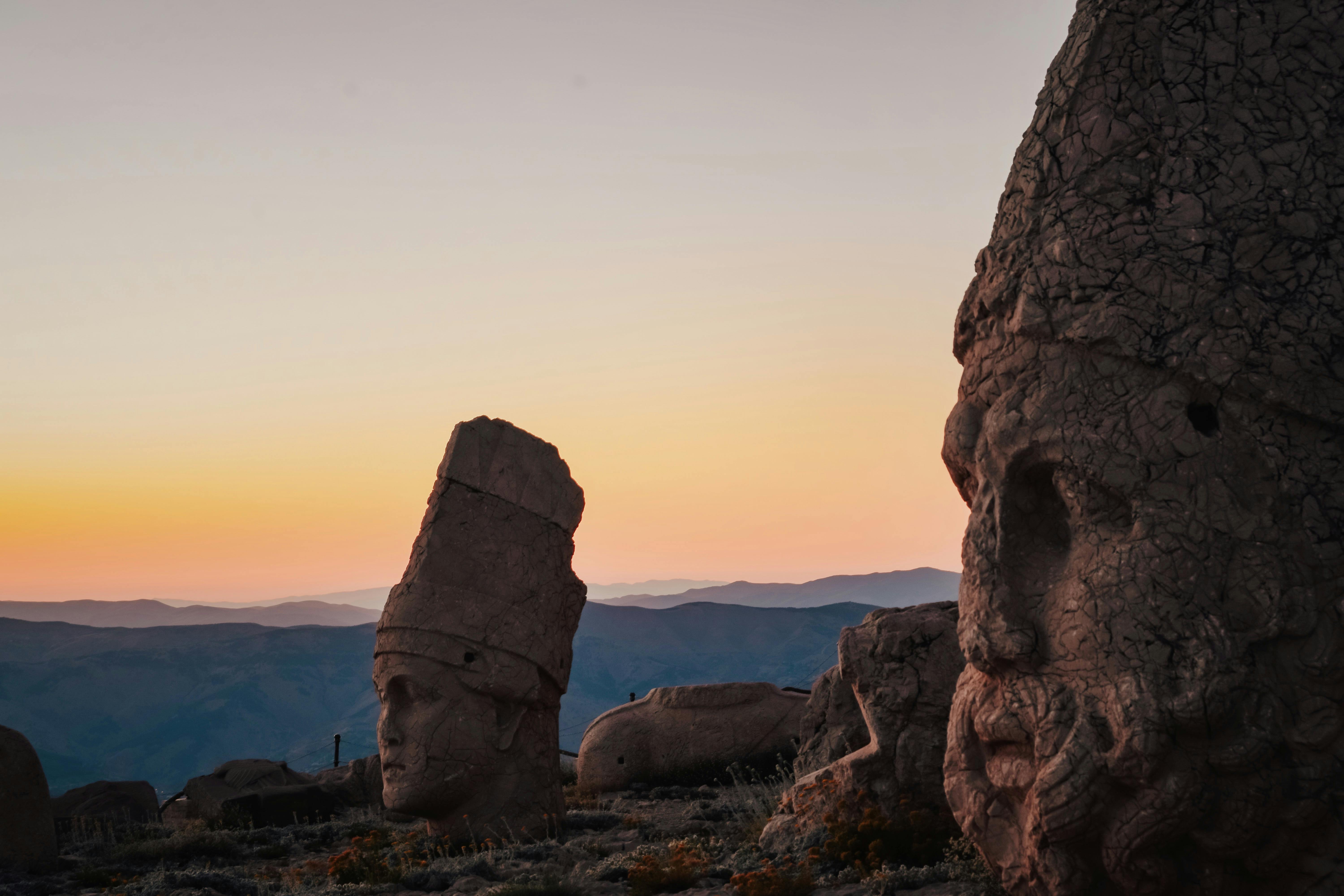 Sculpted Rock Formation during Dusk · Free Stock Photo
