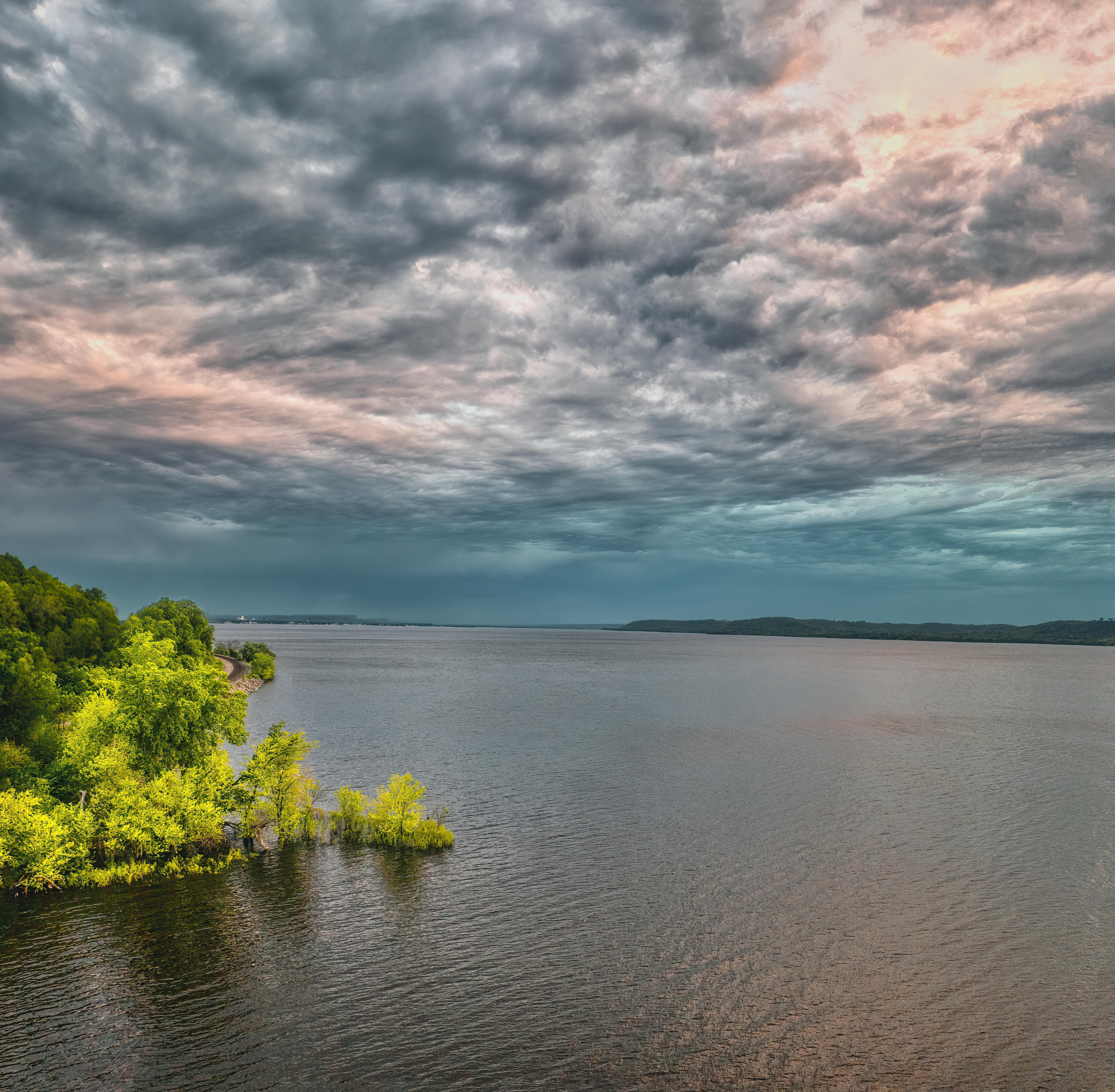 Green Plants on Body of Water Under Cloudy Skies · Free Stock Photo