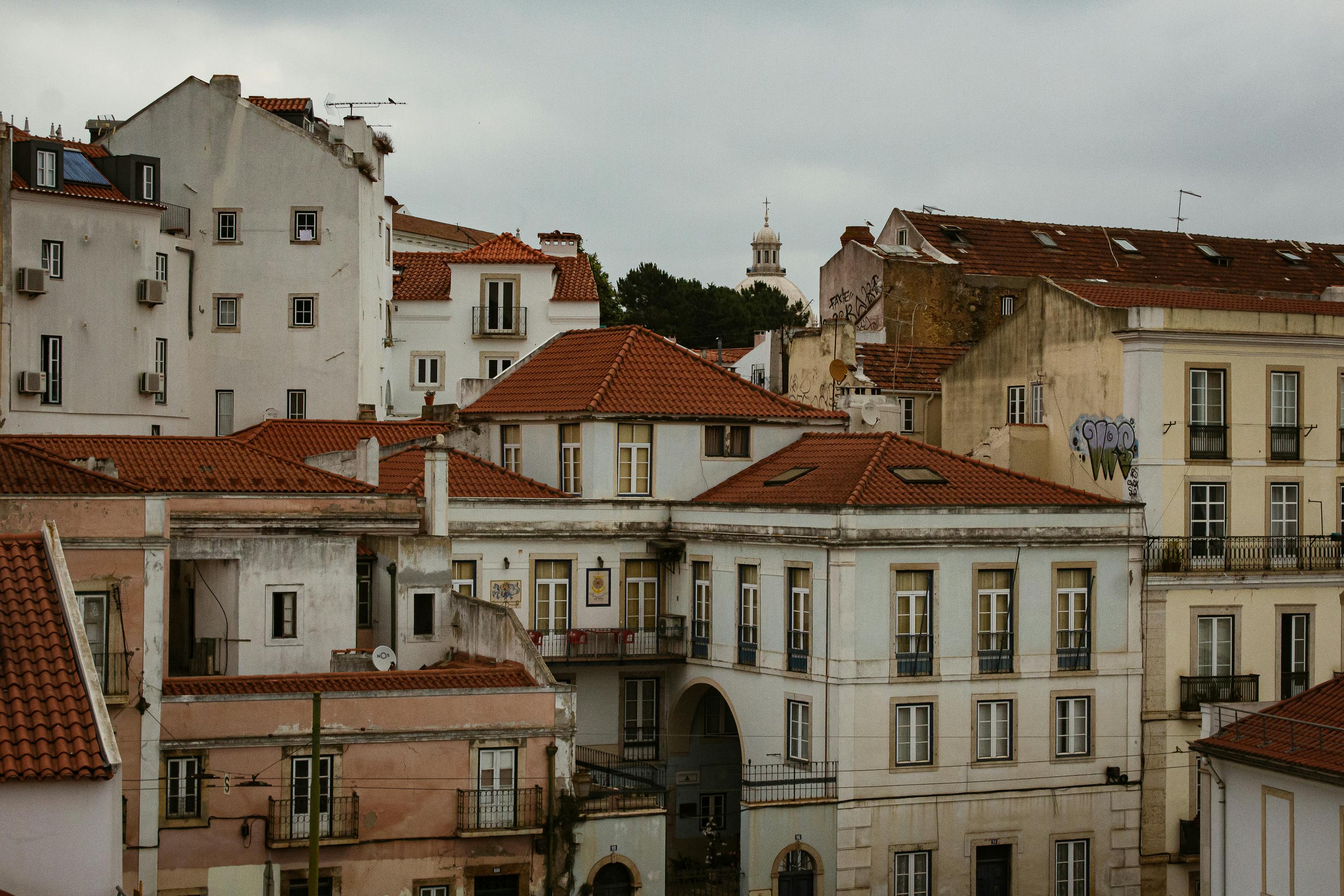 View Of A Town With People Outside · Free Stock Photo