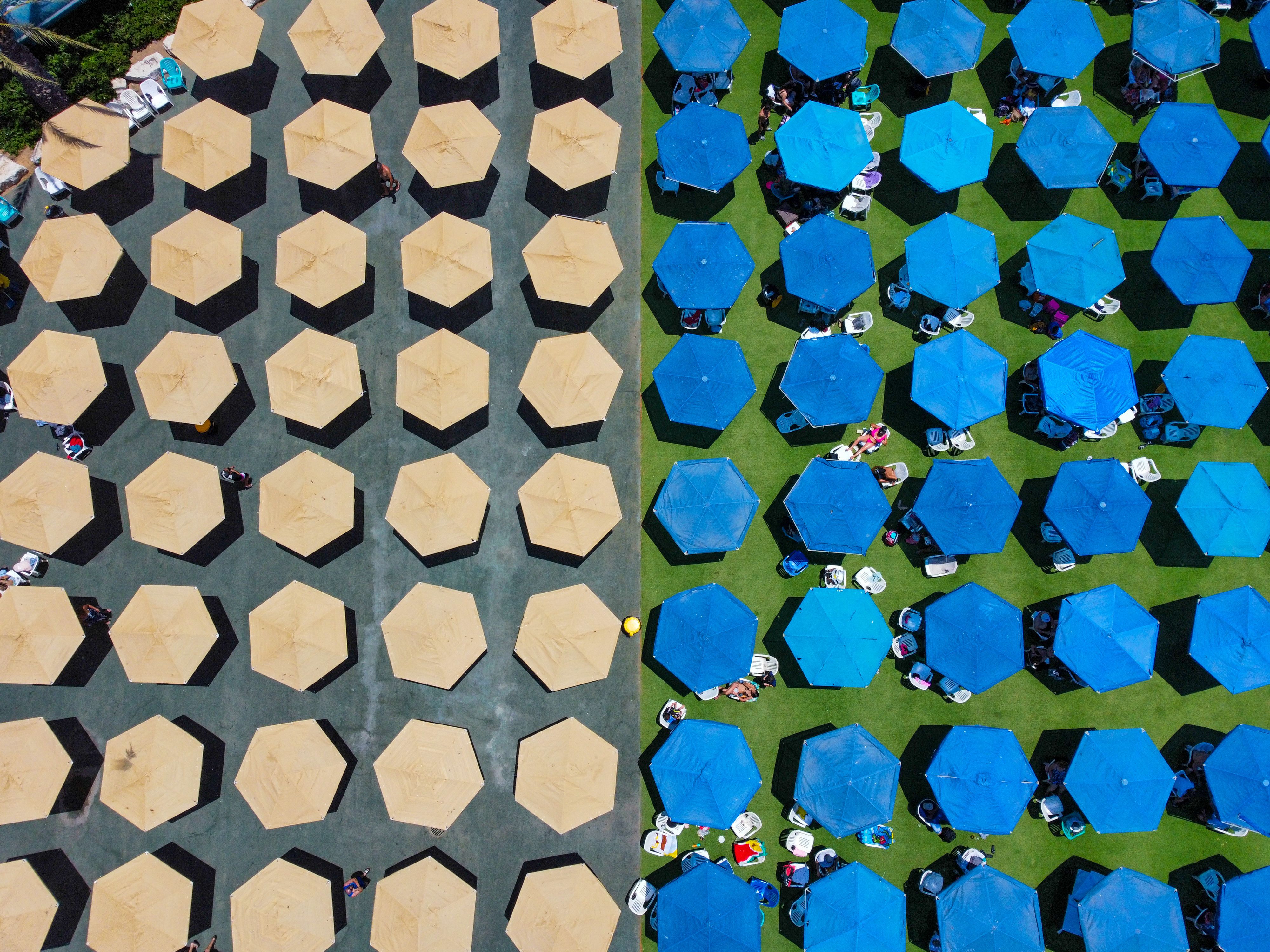 Drone Shot of Parasols · Free Stock Photo