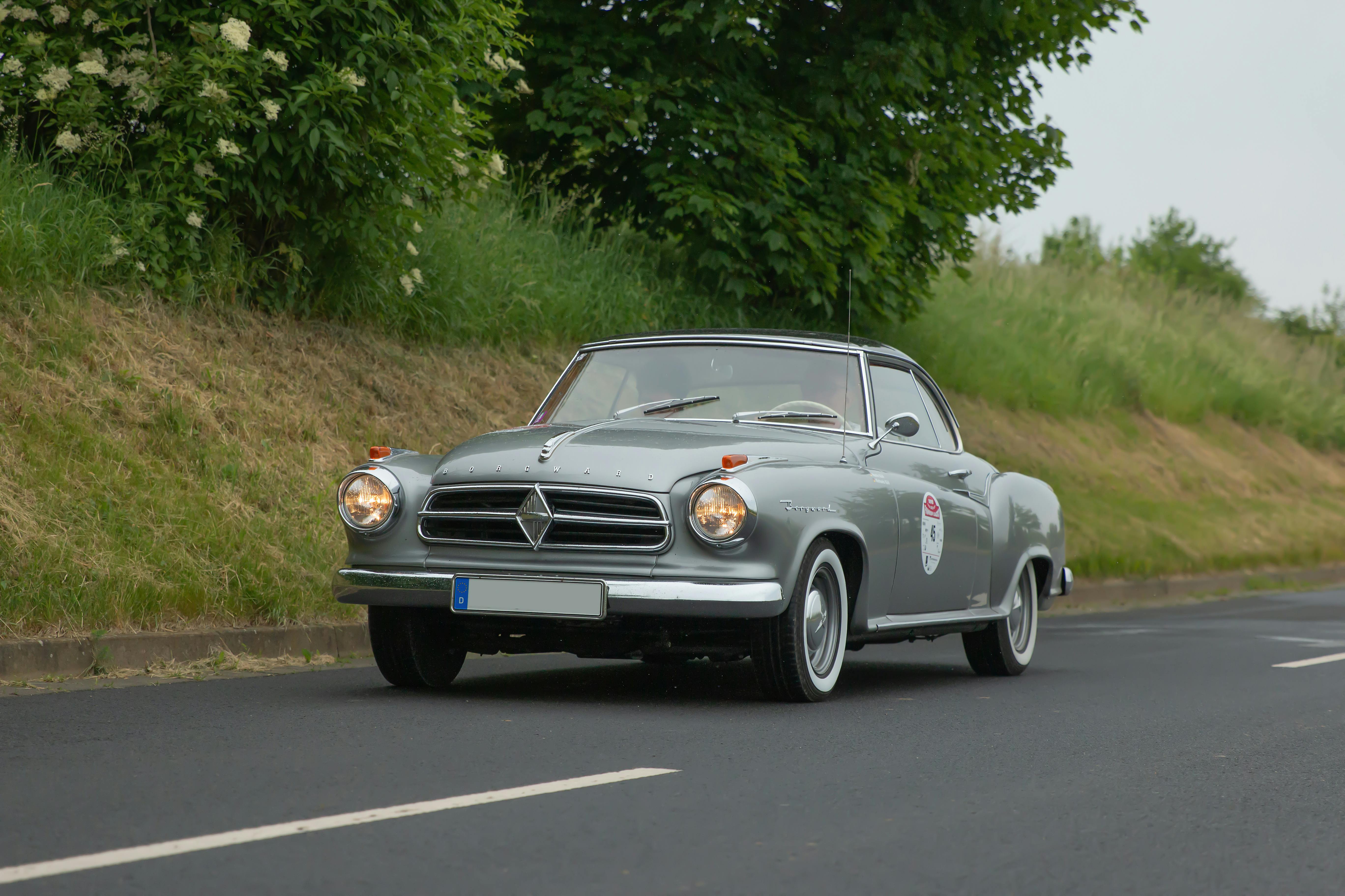 Classic Gray Car on Asphalt Road · Free Stock Photo