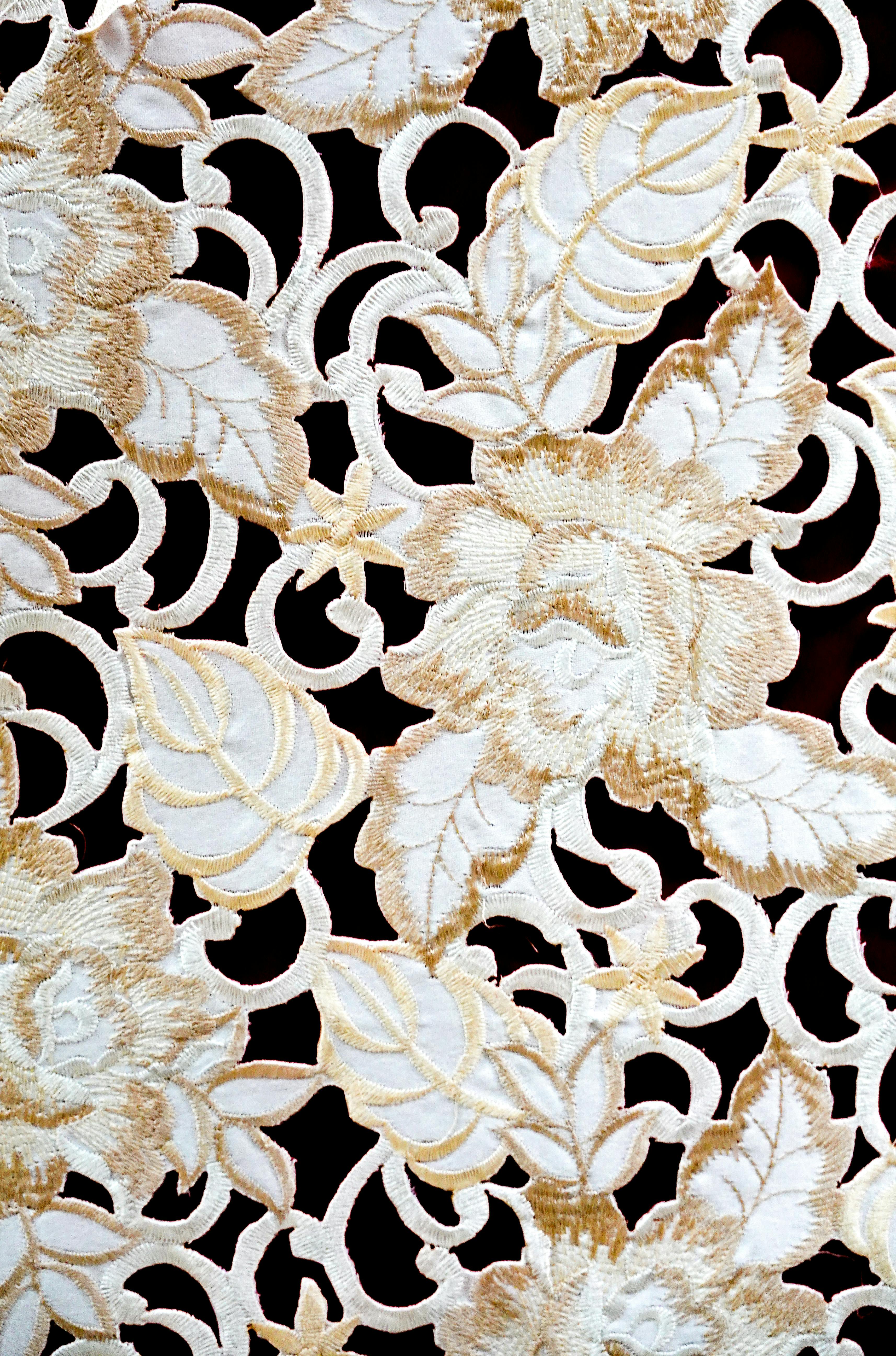 White Table Cloth with Floral Design · Free Stock Photo