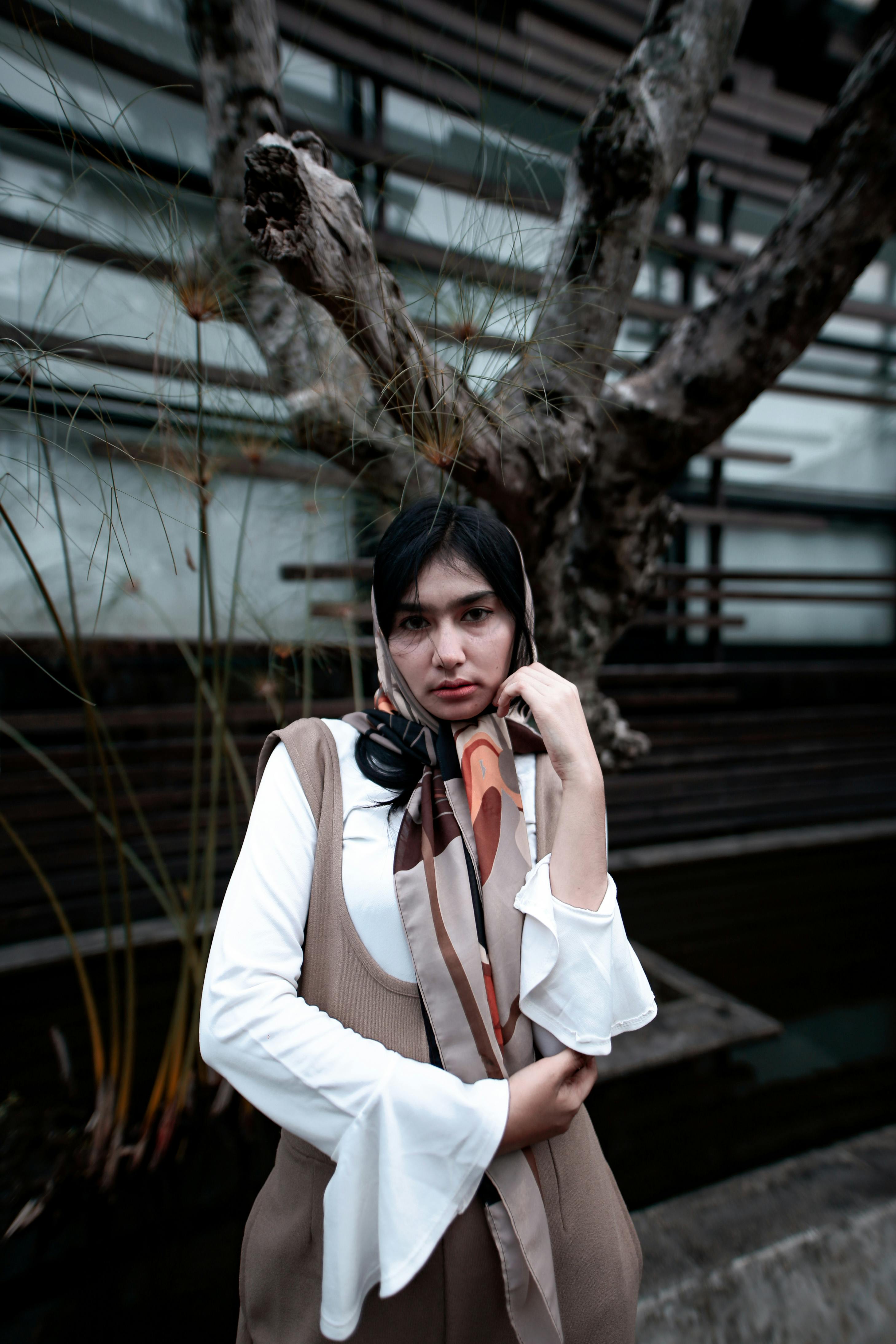 A Woman in a Headscarf and Trendy Outfit · Free Stock Photo