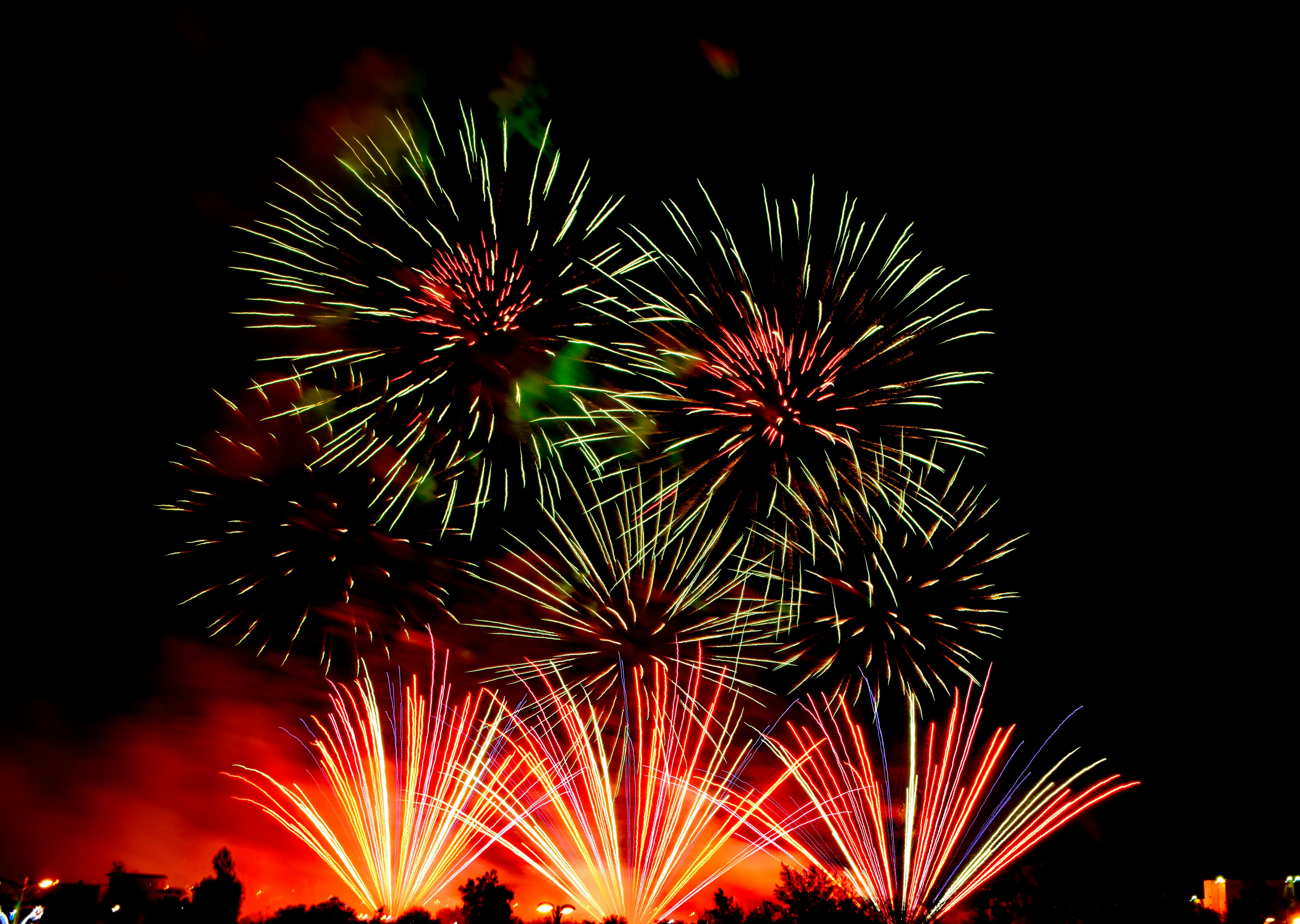 A Firework Display at Night · Free Stock Photo