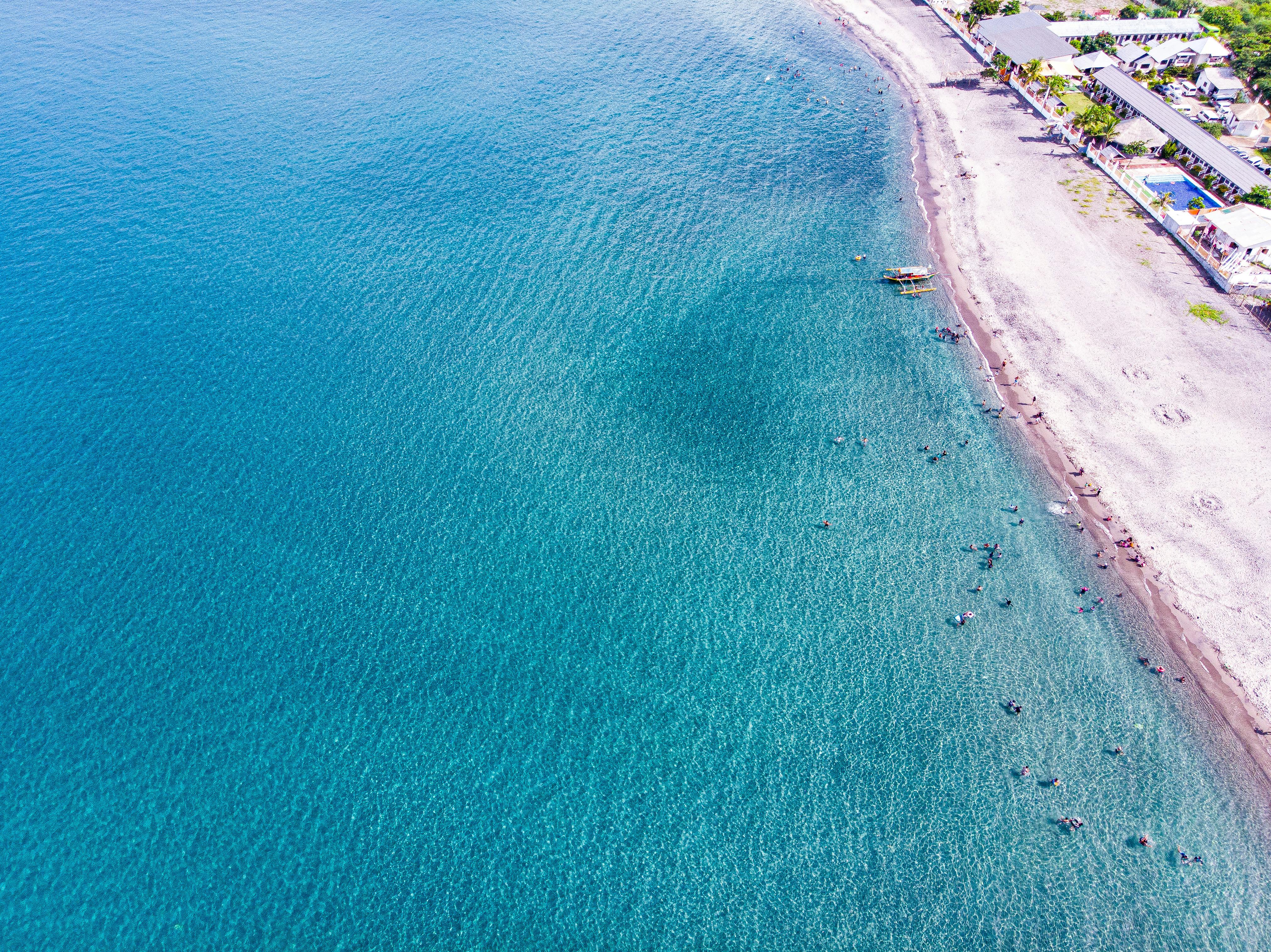 Aerial Shot of People Swimming at the Beach · Free Stock Photo