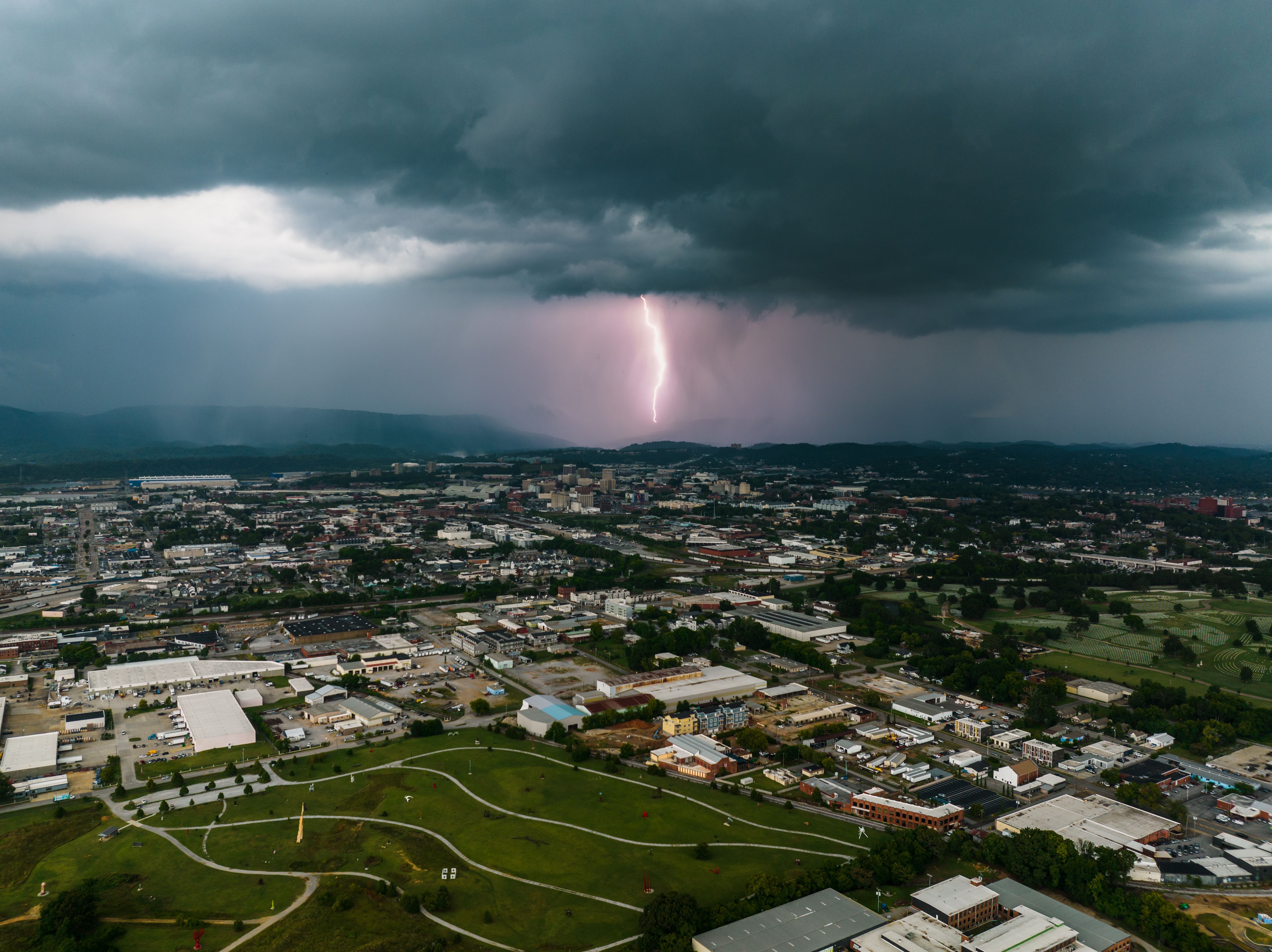 Aerial View of a City During Stormy Day · Free Stock Photo