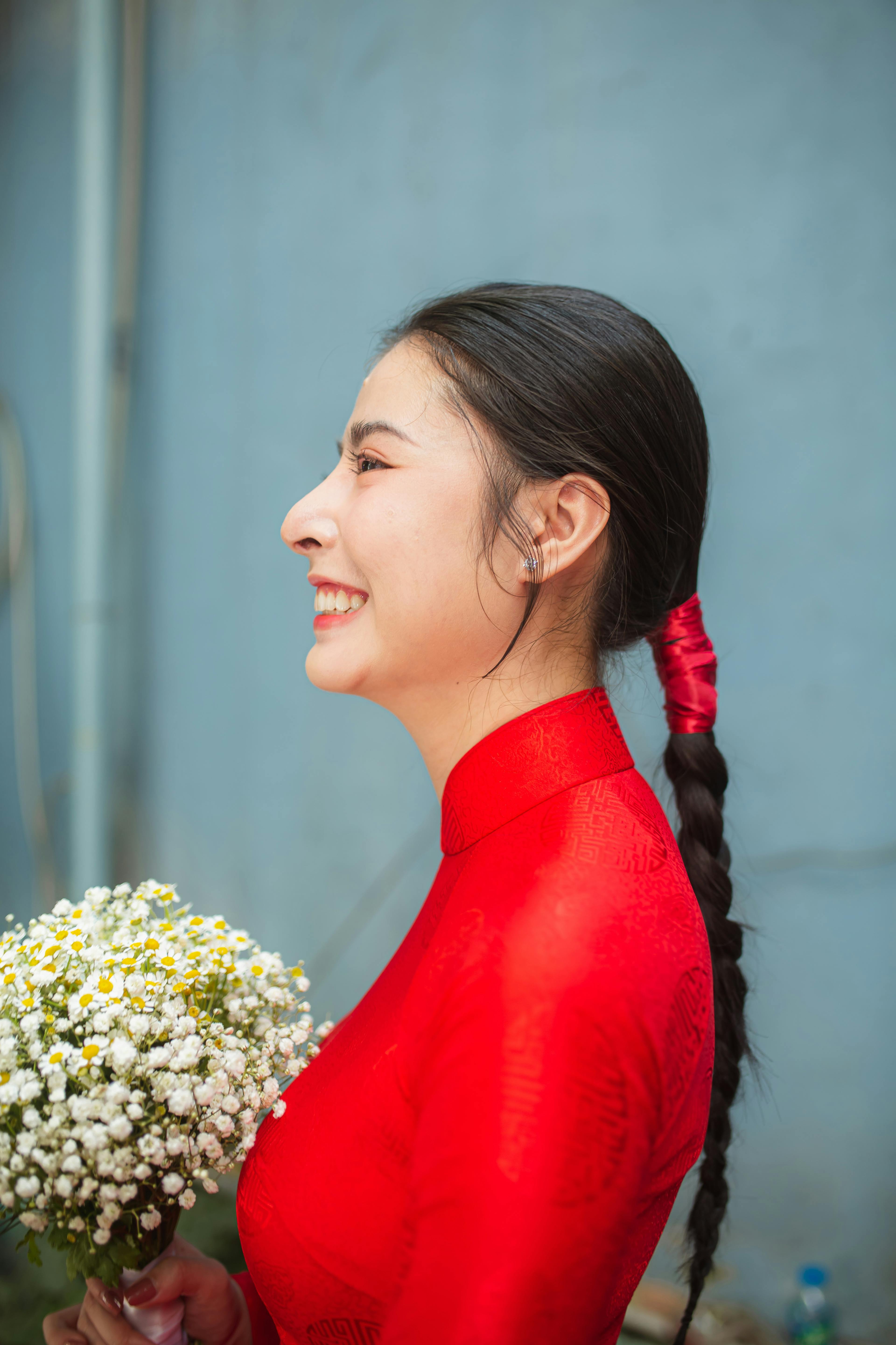 Woman in Red Top Smiling · Free Stock Photo