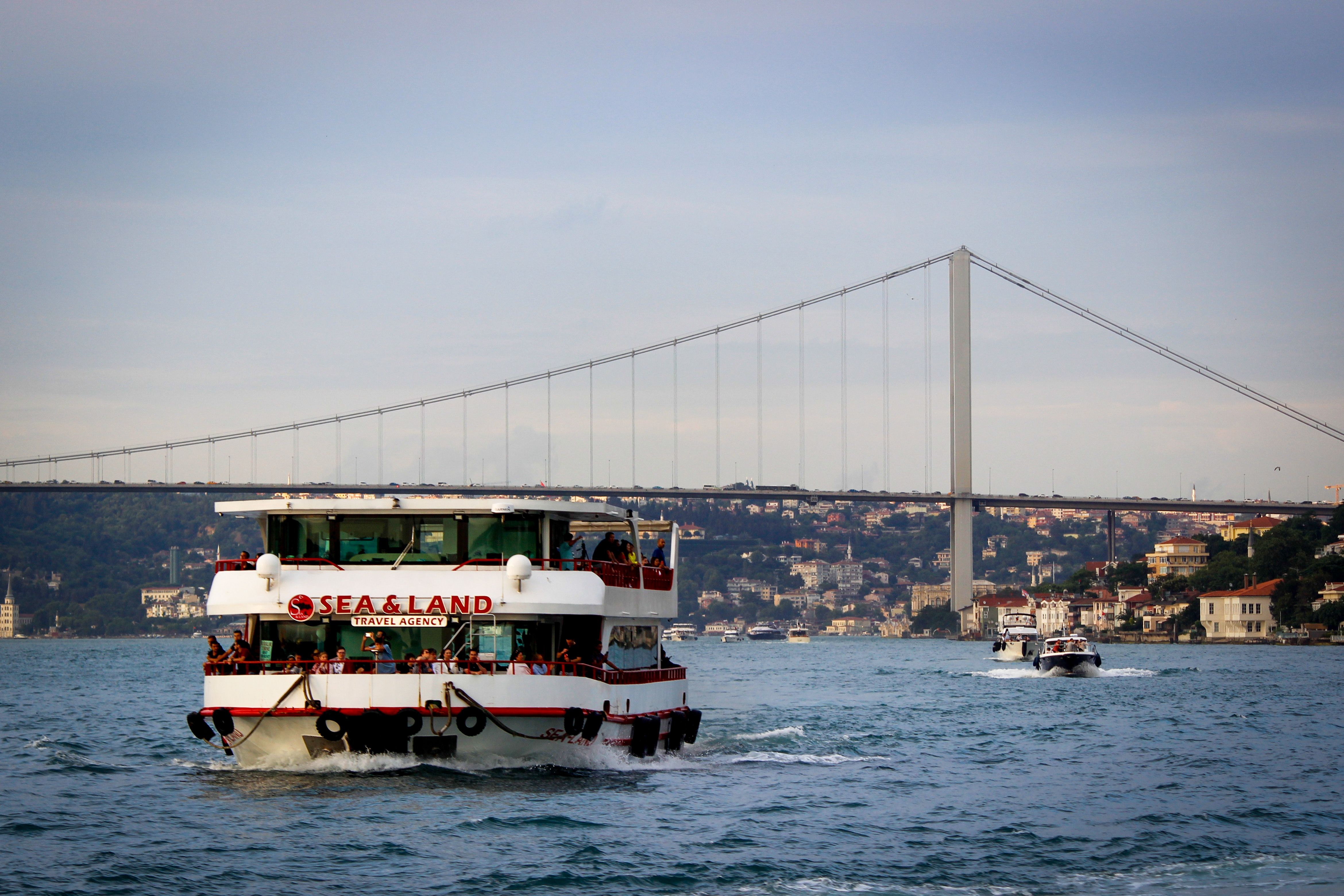 People on a Boat Ride on the Bosphorus Strait in Istanbul, Turkey ...