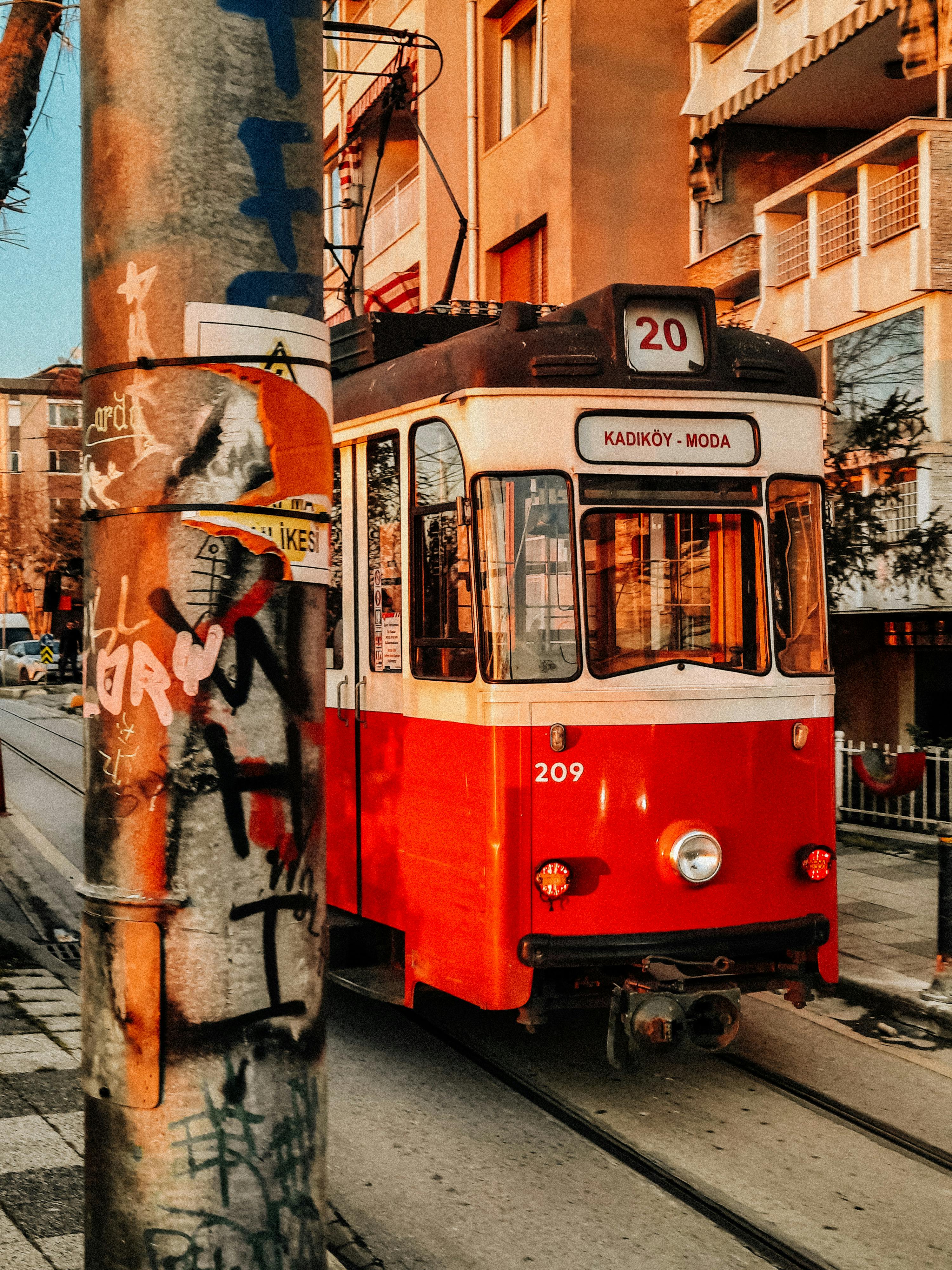 Red Tram on the Railway · Free Stock Photo
