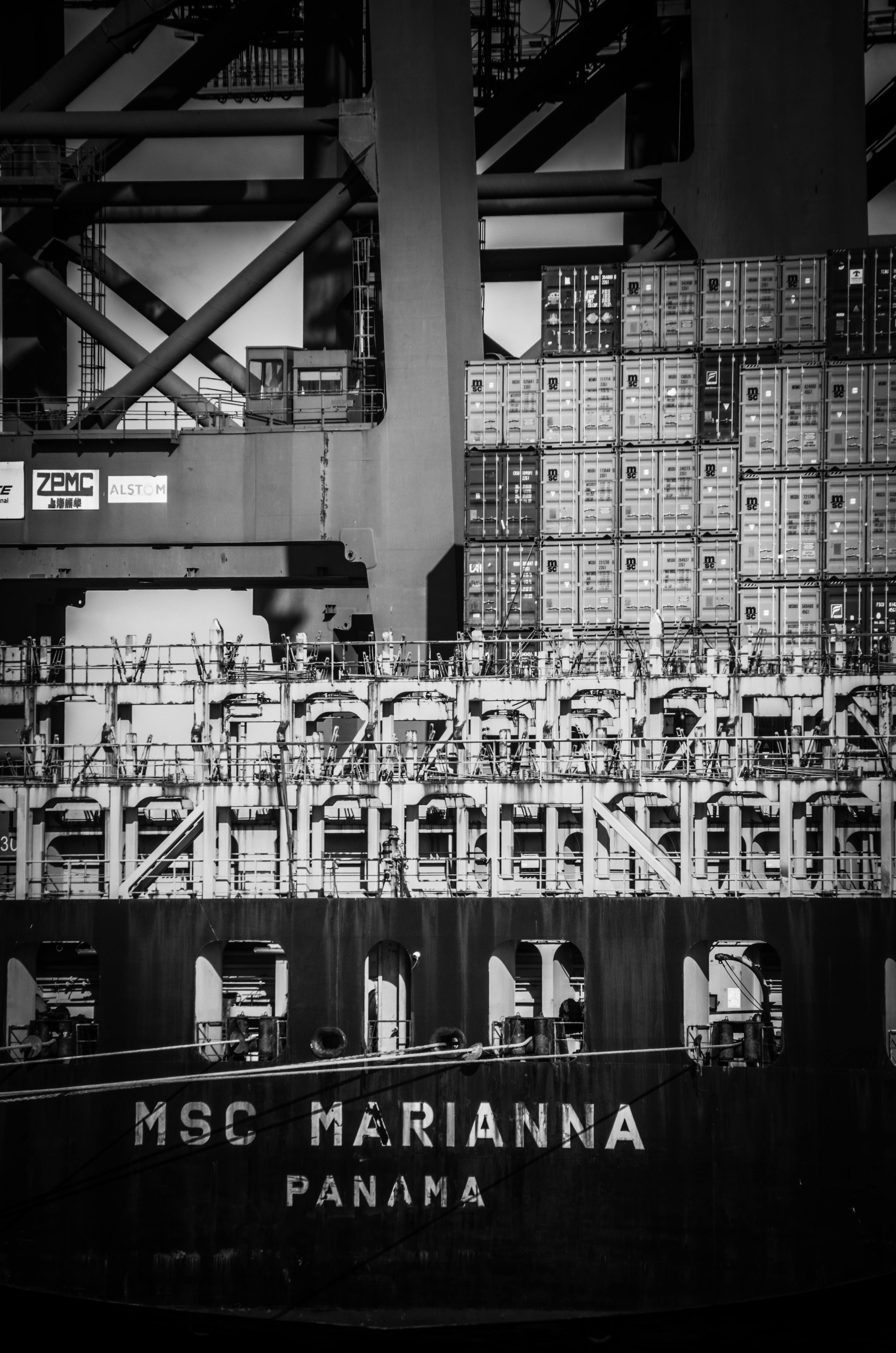 Grayscale Photo of Ship on Sea · Free Stock Photo