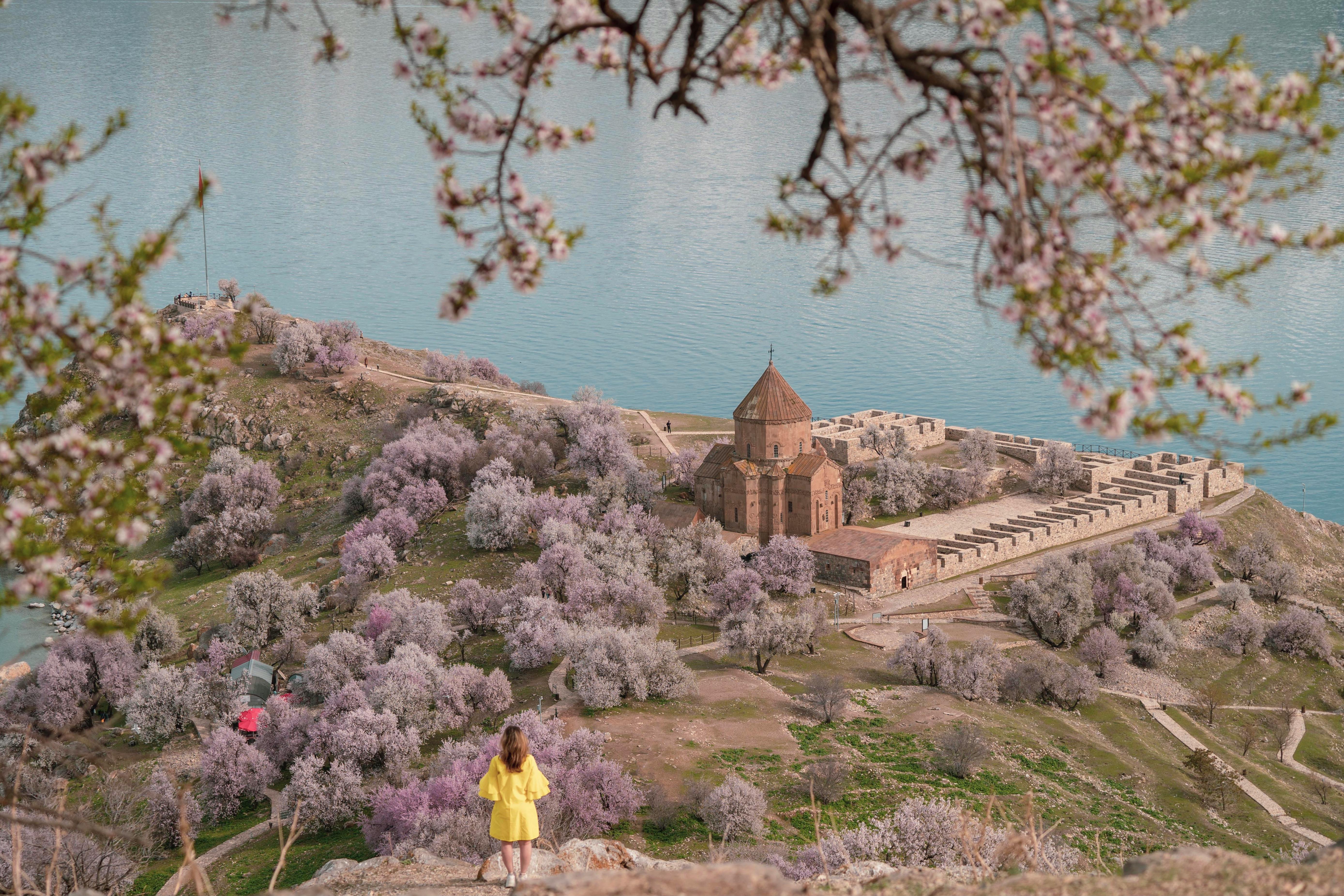 Old Building on Island with Blooming Trees · Free Stock Photo