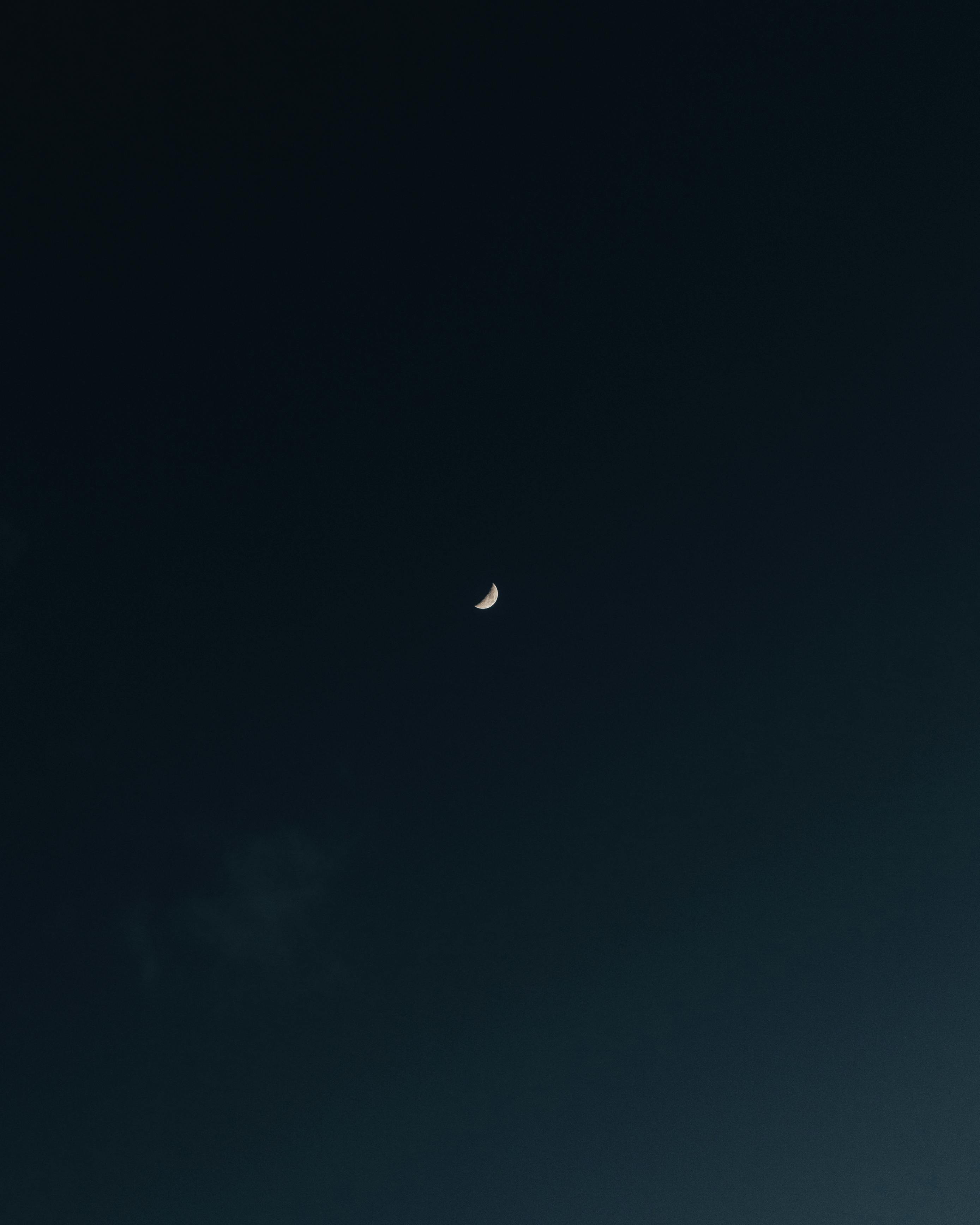 View of Crescent Moon on Night Sky · Free Stock Photo