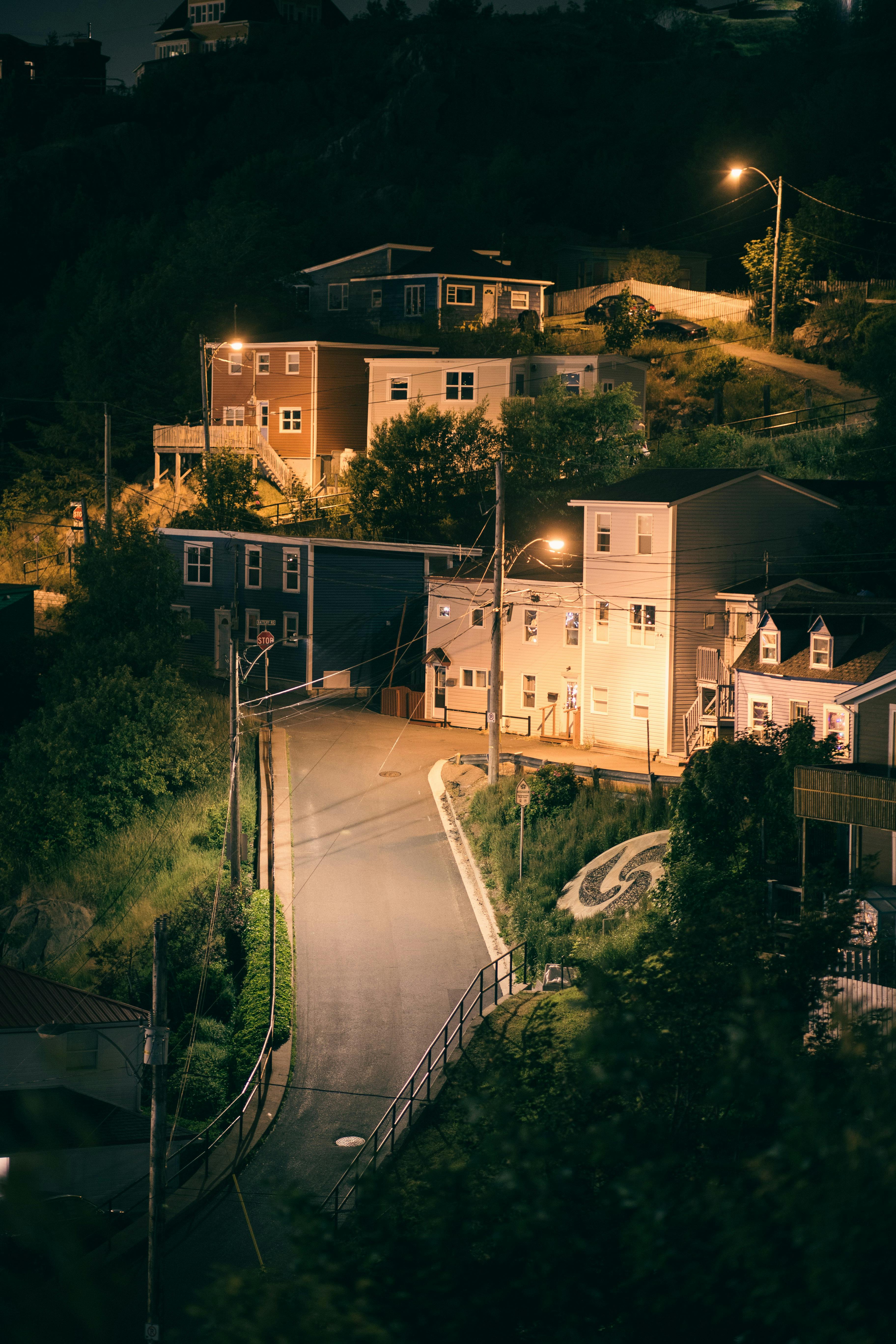 Lighted Building Near Trees during Night Time · Free Stock Photo