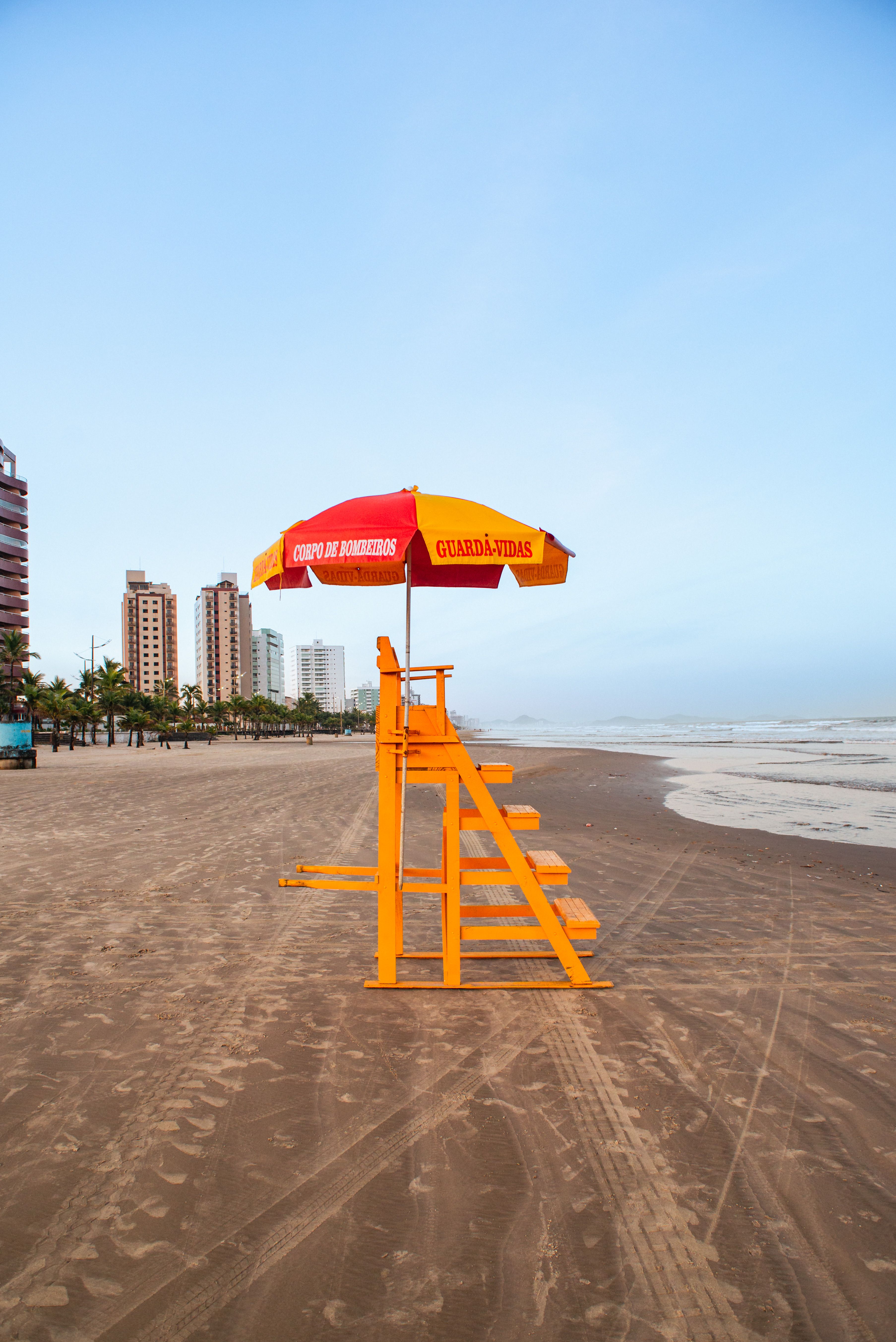 Umbrella on Top of a Lifeguard Post at the Beach · Free Stock Photo