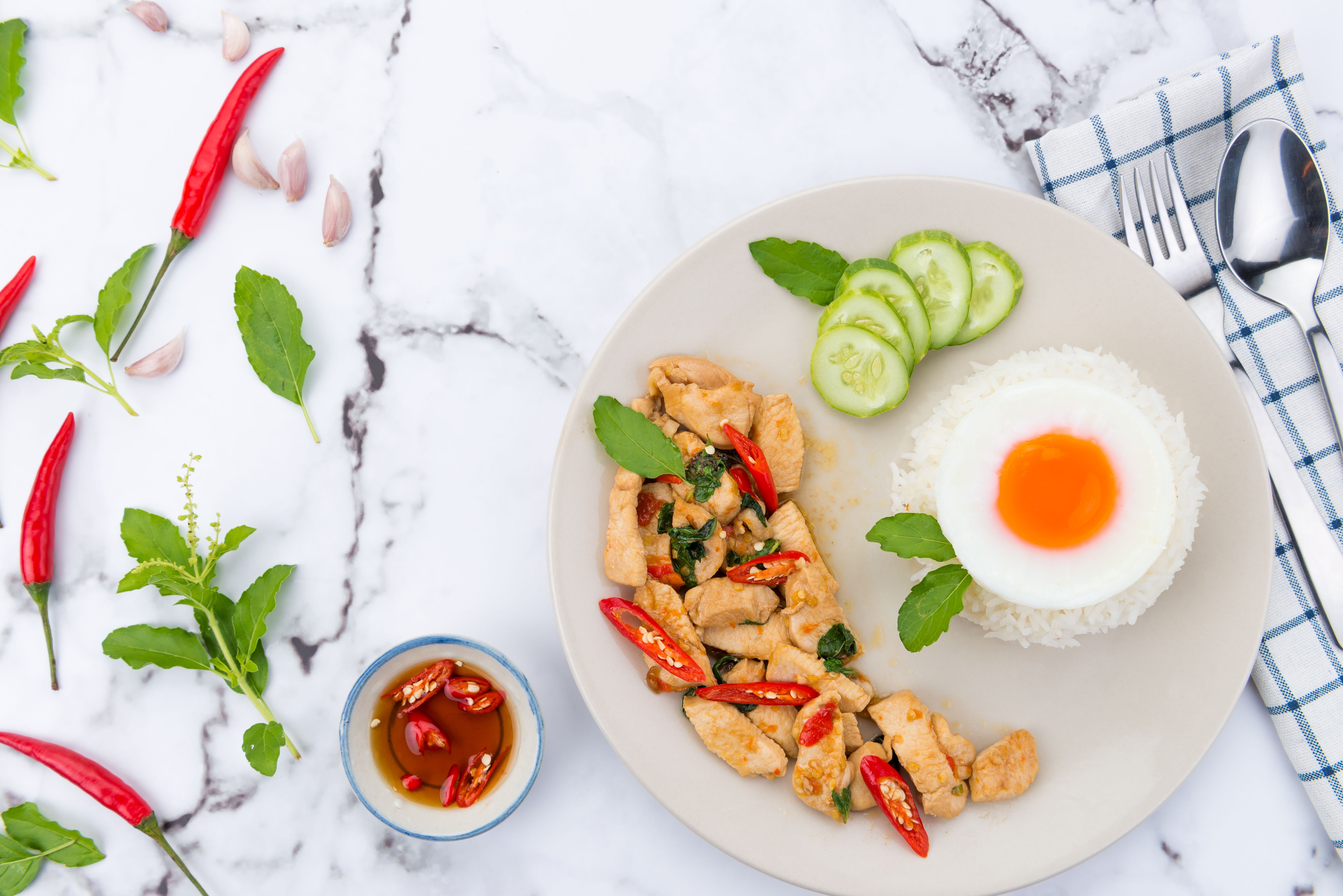 Plated Food over a Marble Table · Free Stock Photo