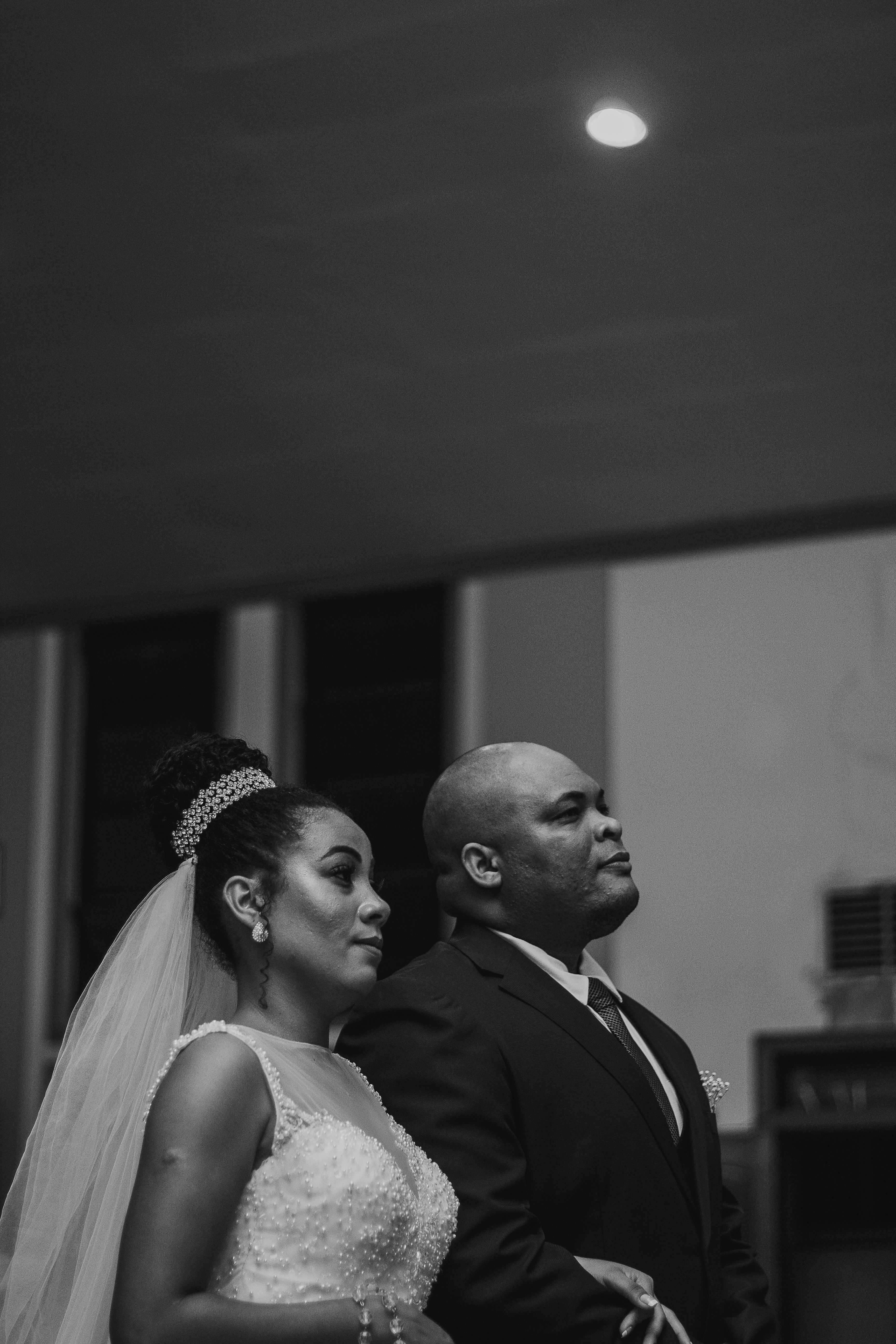 Grayscale Photo of Couple Given Blessing on Their Wedding Day · Free ...