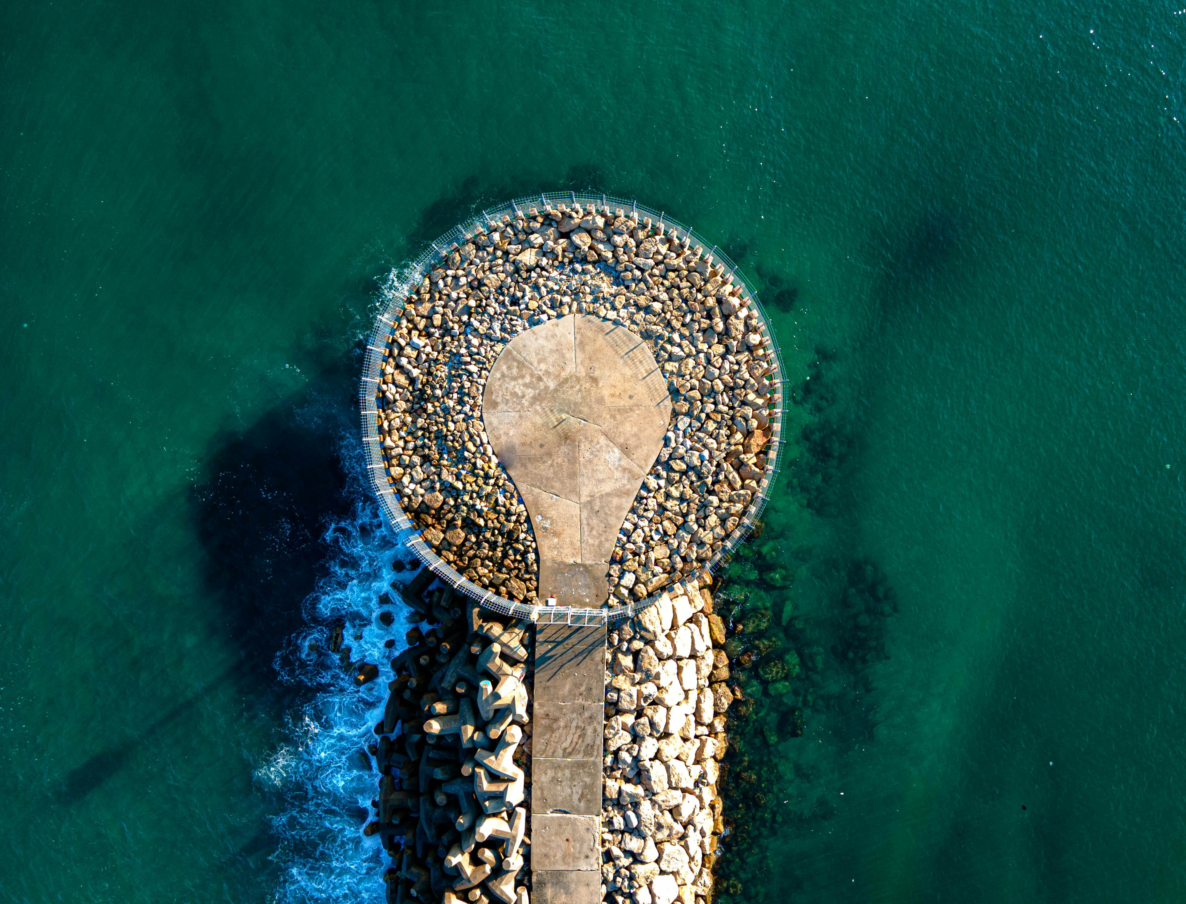 Aerial View Floating Pier with Boats on the Sea · Free Stock Photo