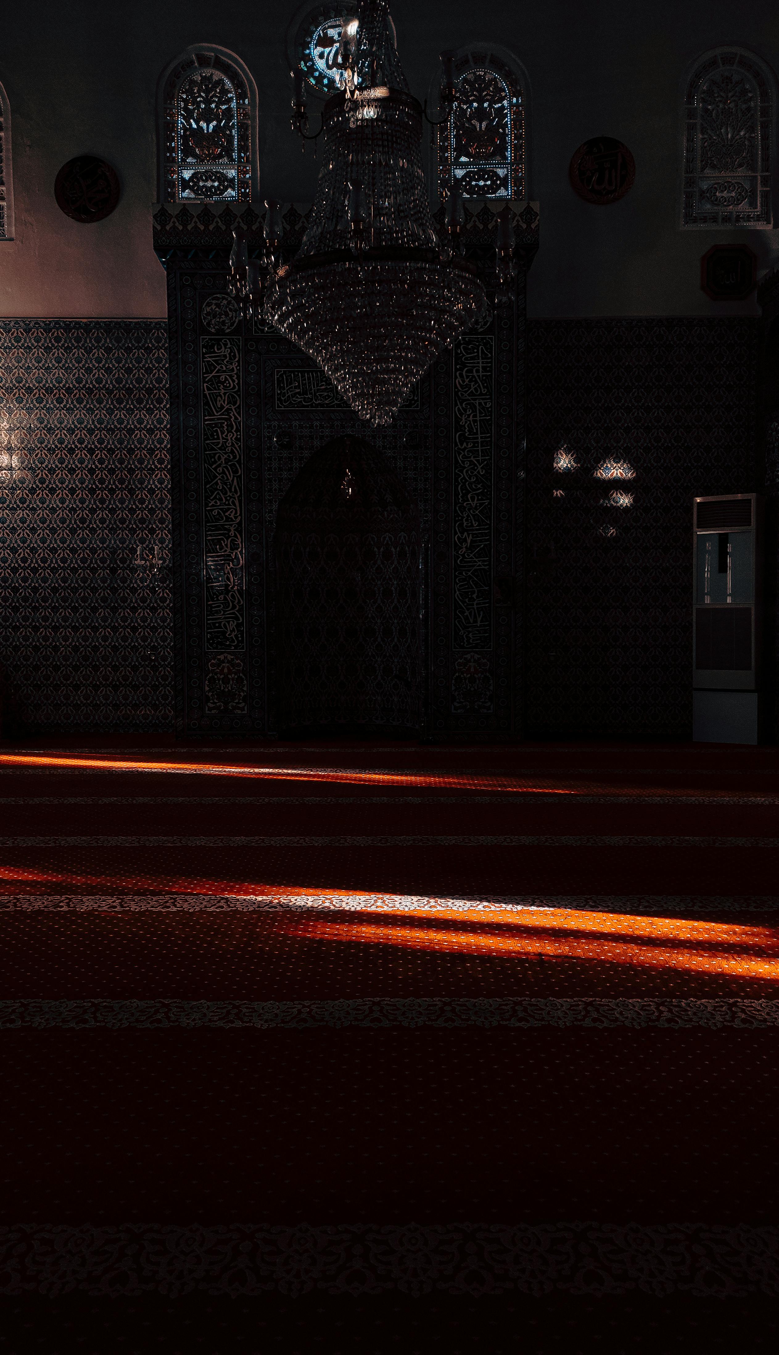 Dark Interior of a Mosque · Free Stock Photo