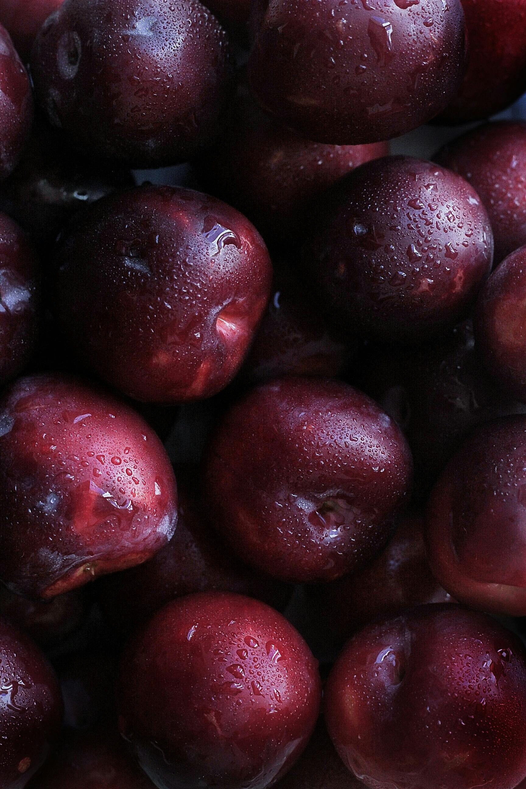 Close-Up Shot of Wet Plums · Free Stock Photo