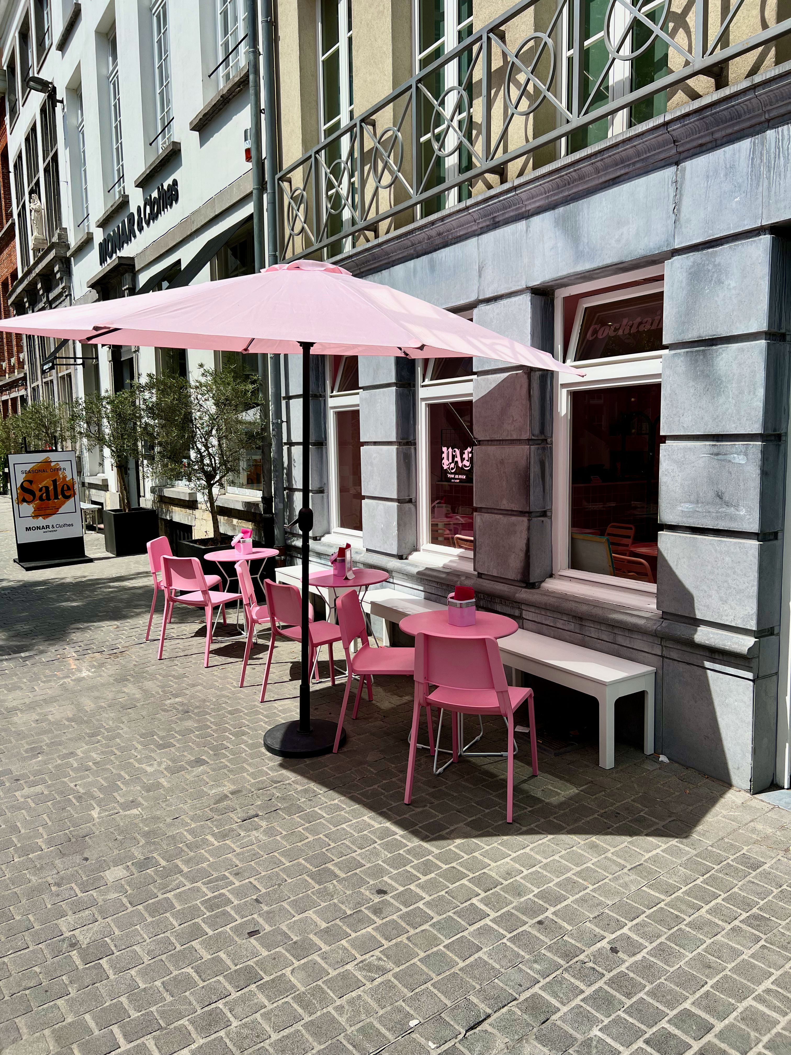Pink and White Tables Outside · Free Stock Photo
