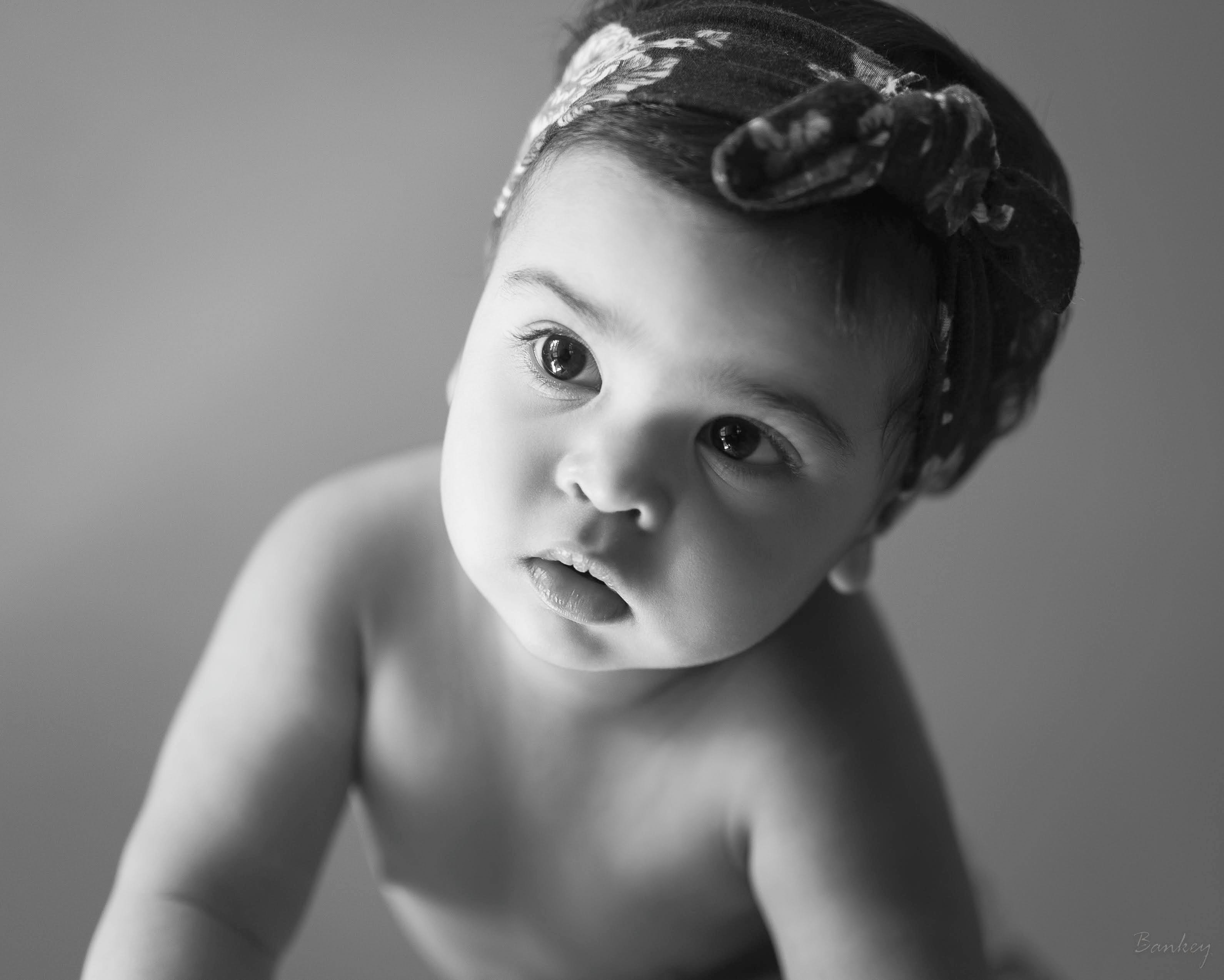 Grayscale Photo of Cute Baby · Free Stock Photo