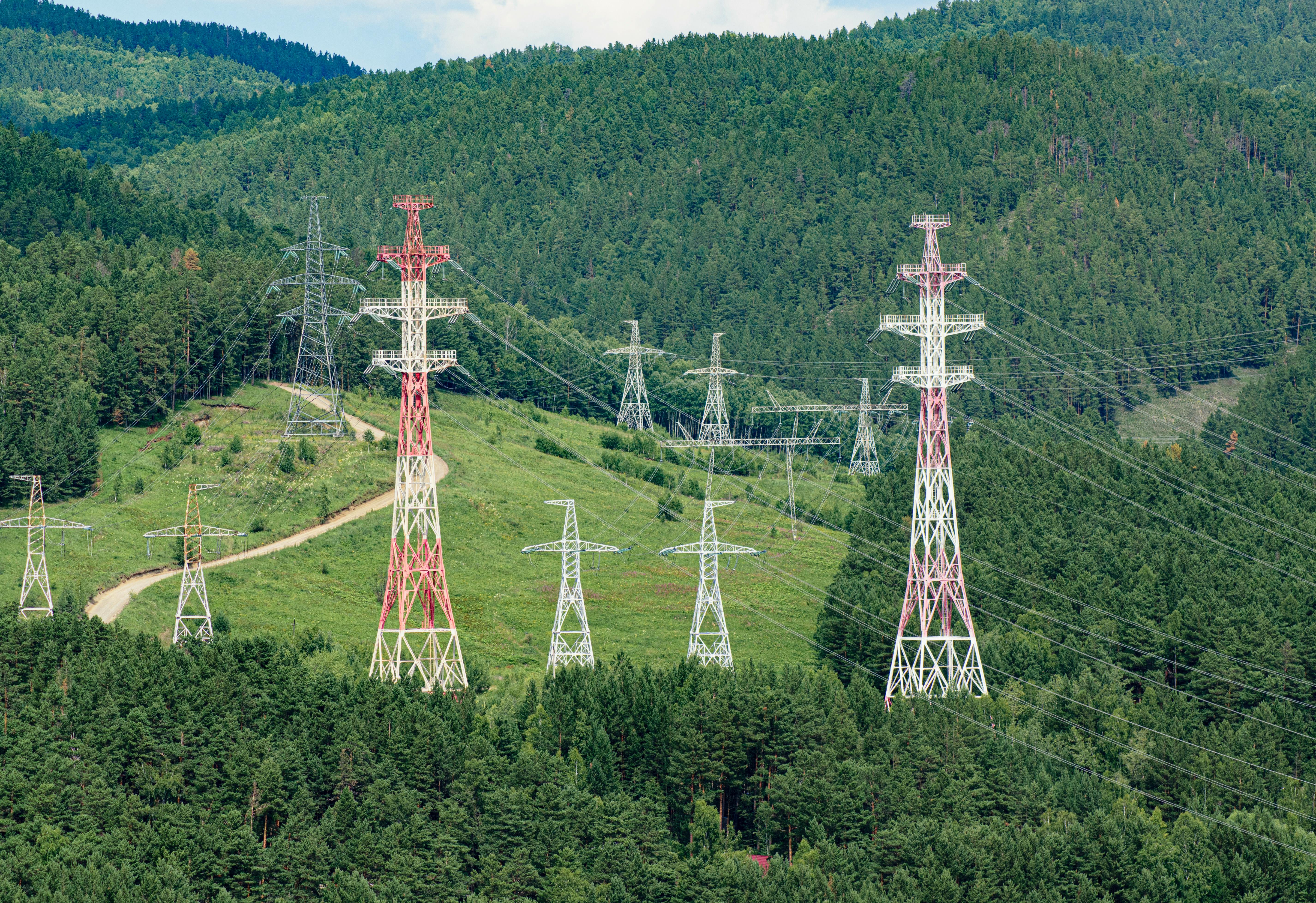 Transmission Towers Connected to Each Other near the Trees · Free Stock ...