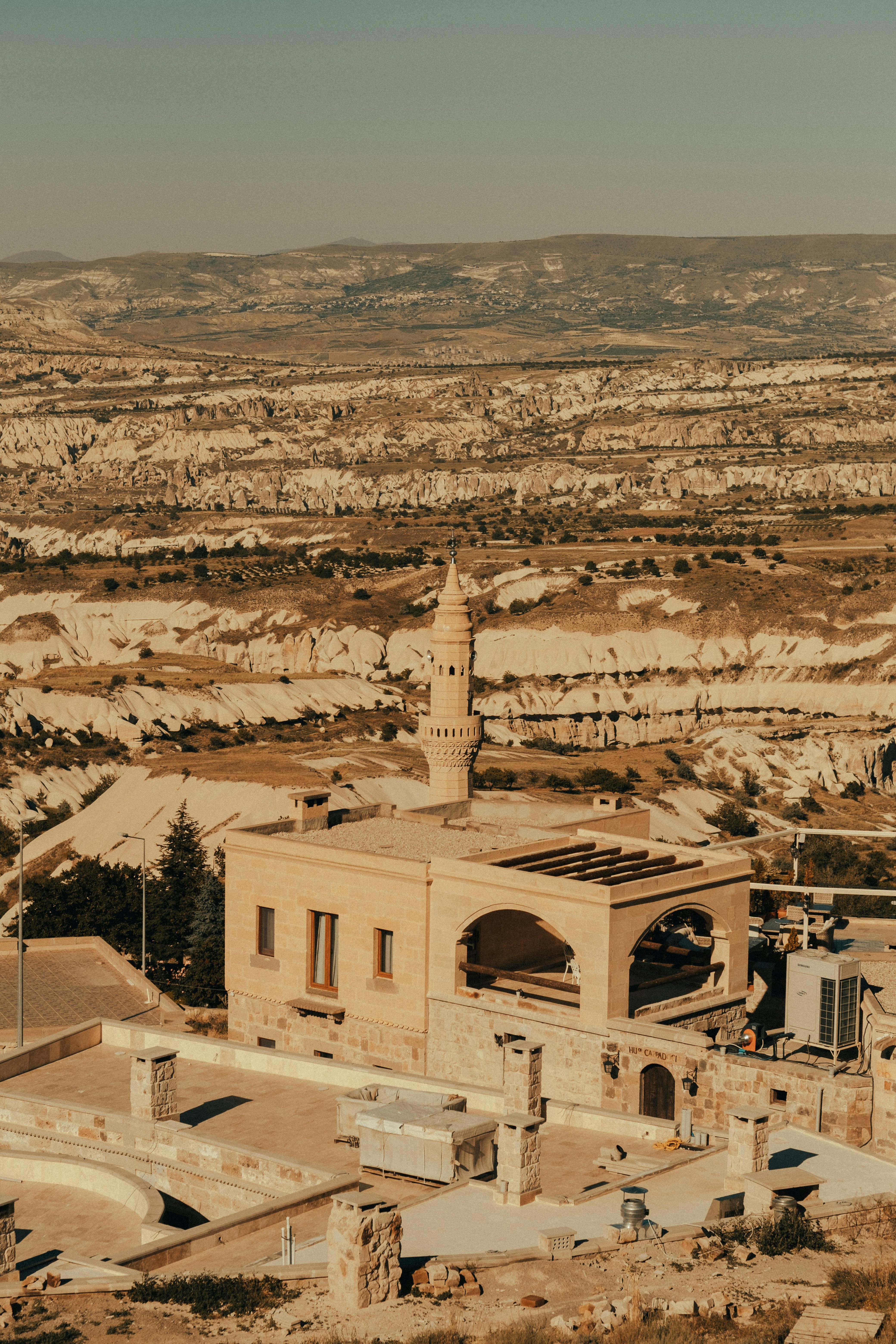 Aerial View of a Monastery in a Desert · Free Stock Photo