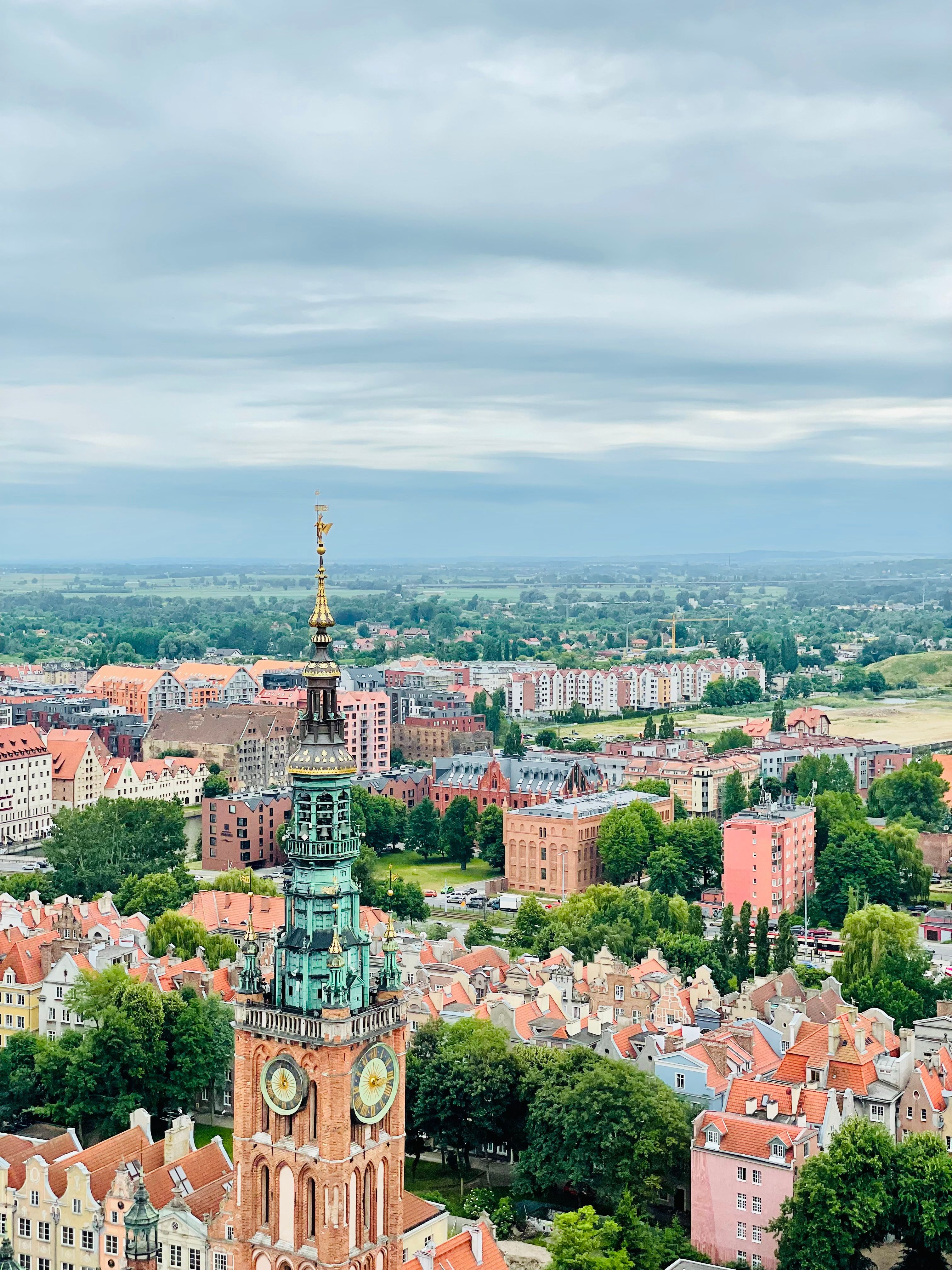 Aerial View of the Gdansk Town Hall and the Old Town · Free Stock Photo