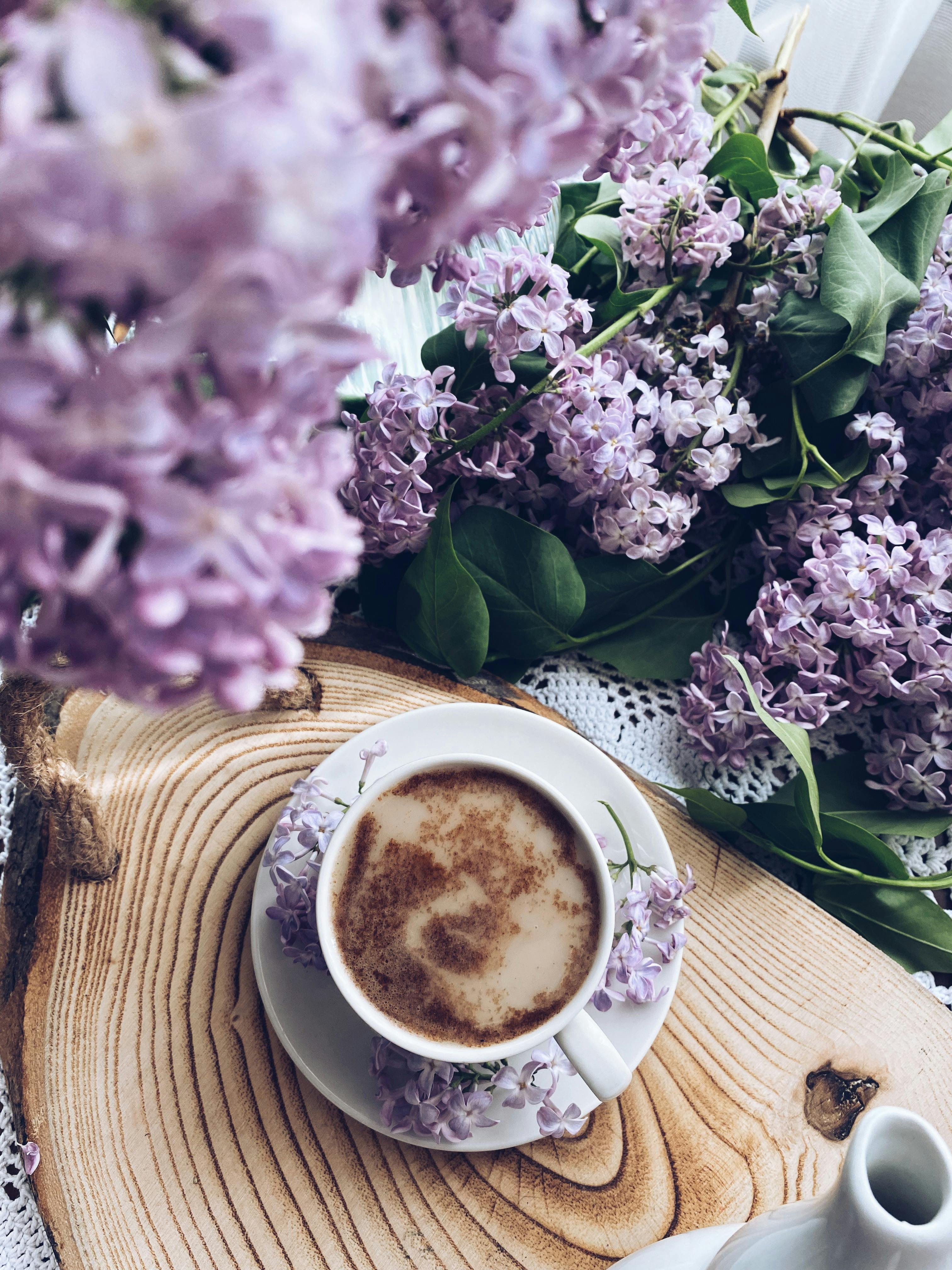 Flowers around Coffee Cup · Free Stock Photo