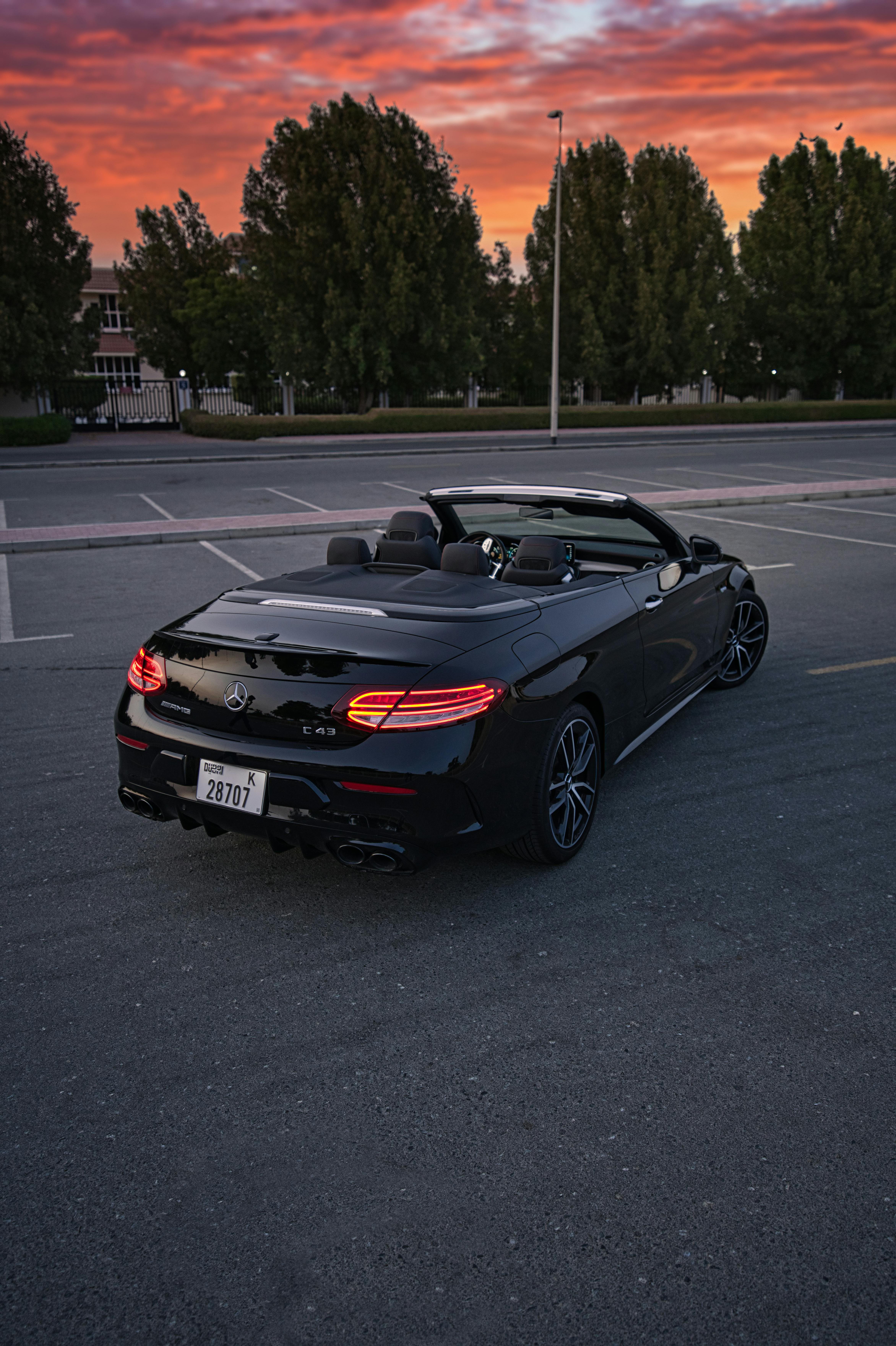 Black Convertible Car at the Parking Lot · Free Stock Photo