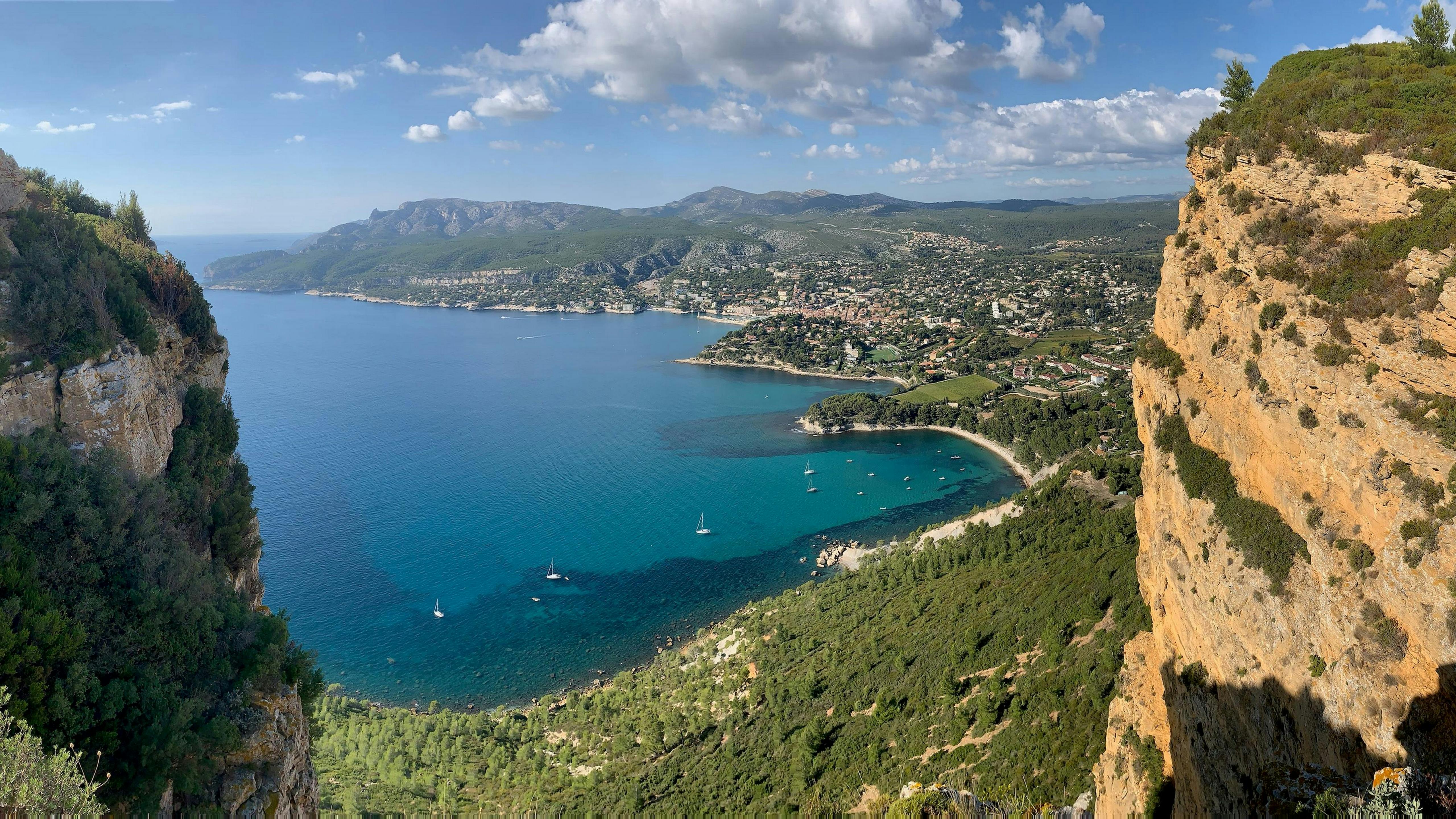 Aerial View of Cassis Town, Cap Canaille Rock and Mediterranean Sea in ...
