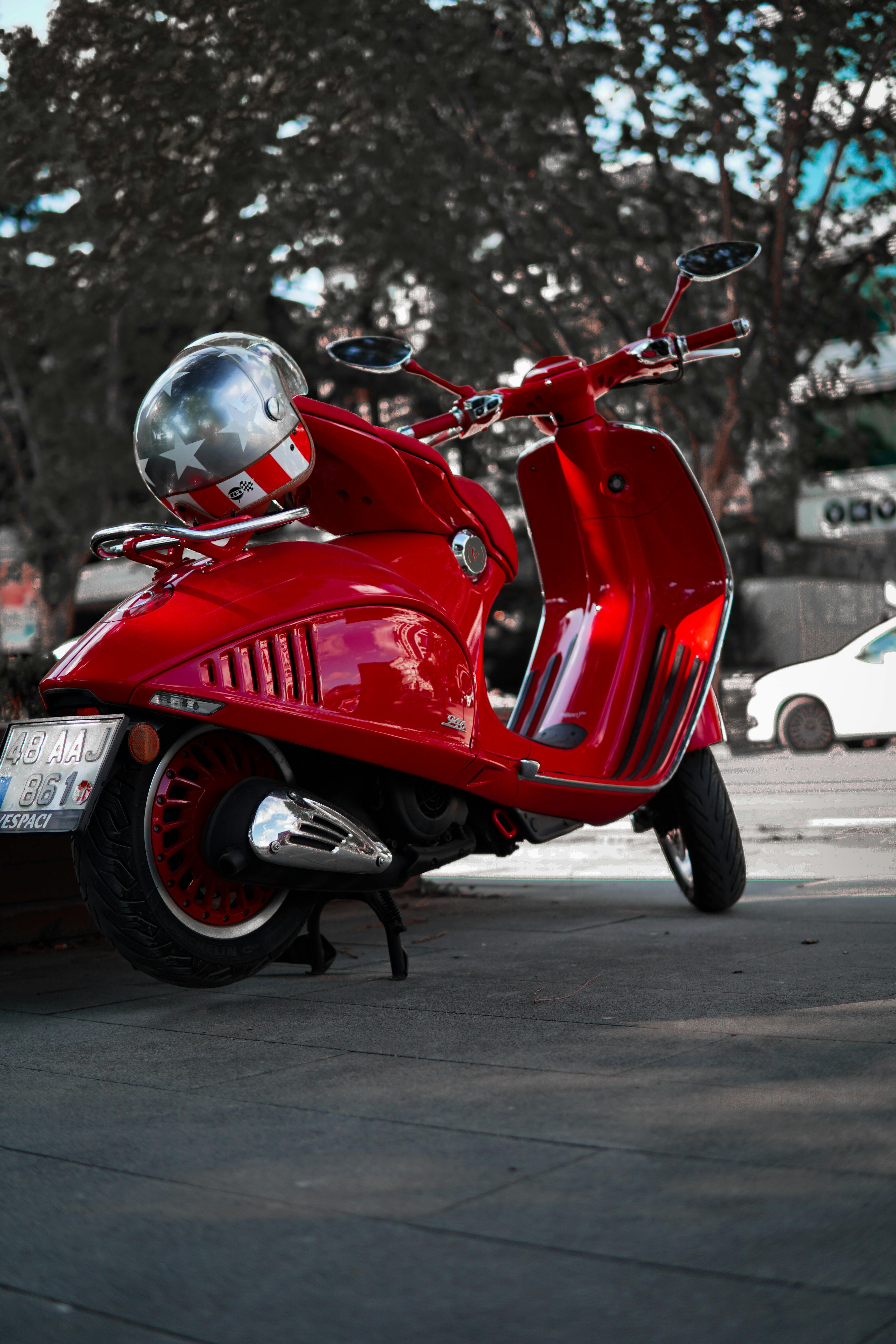 Parked Red Motor Scooter · Free Stock Photo