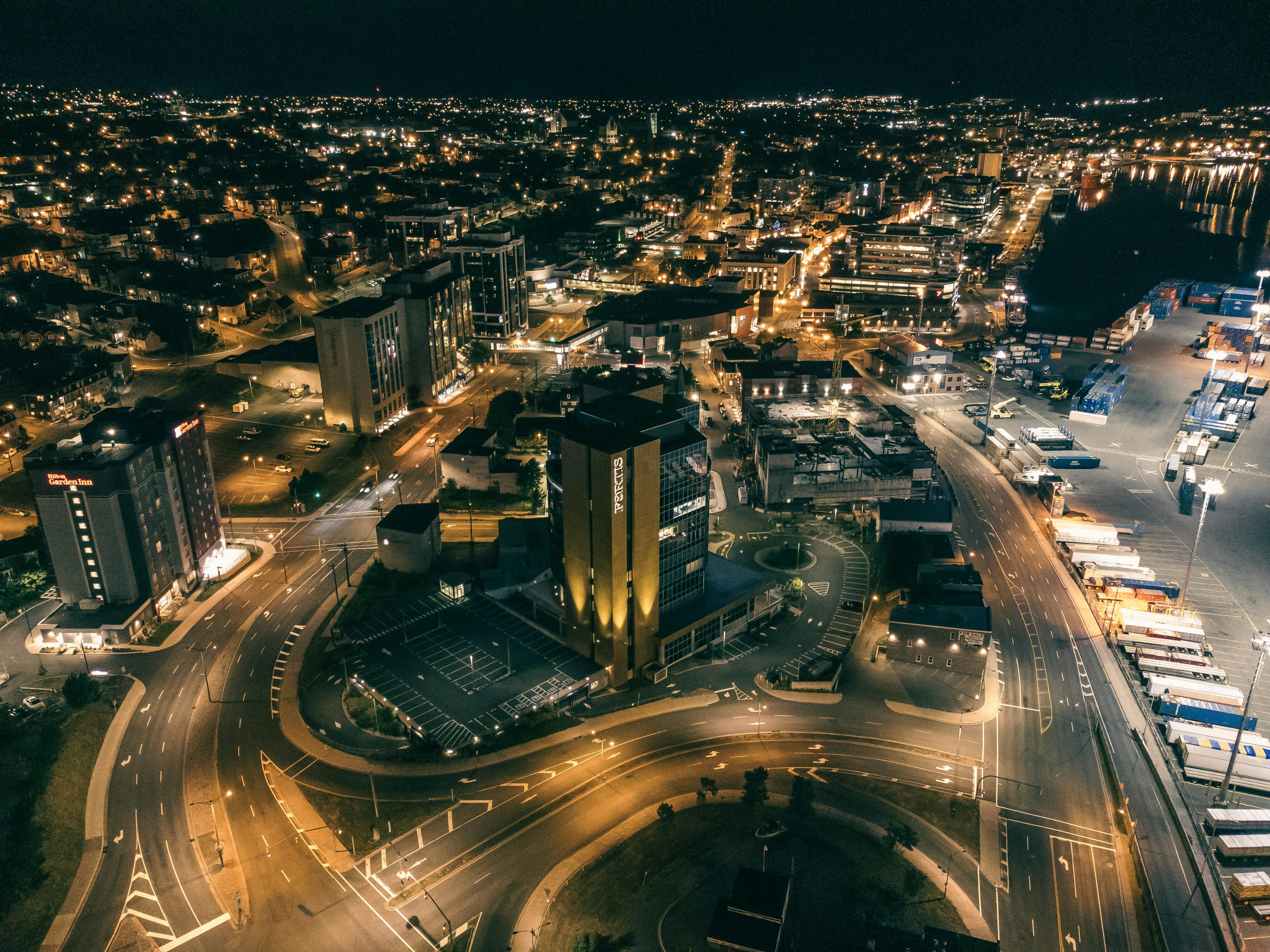 Aerial View of City during Night Time · Free Stock Photo